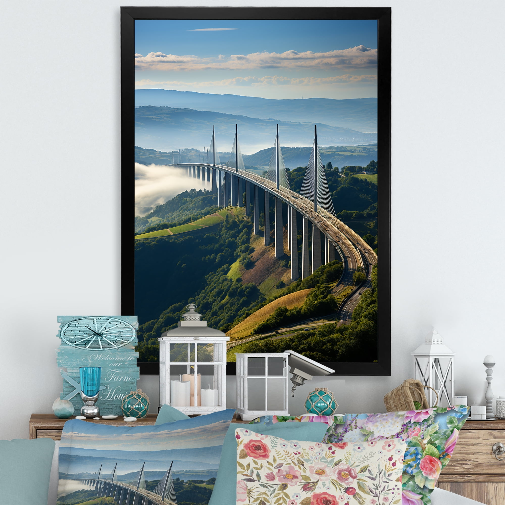 Designart "Viaduct Bridge Sunrise in Italy with Blue Tones II ...