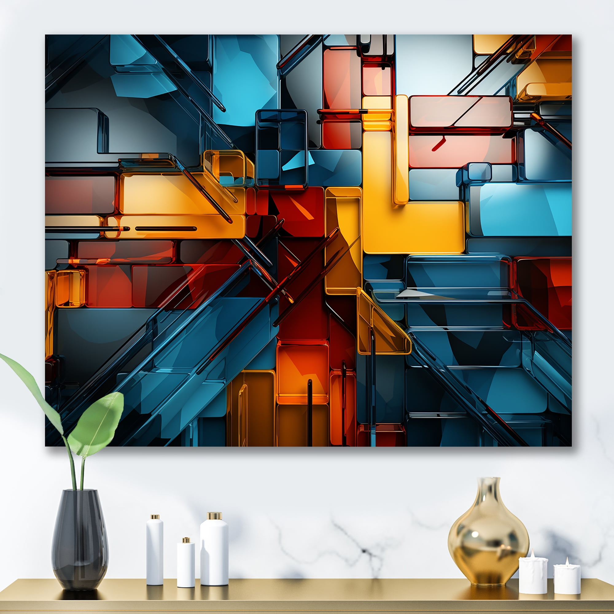 Designart "Vibrant Collage In Cubist Style I" Cubism Wall Decor ...