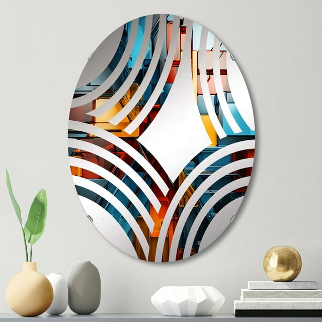 Designart "Vibrant Collage in Cubist Style I" Cubism Baptist Fan Round ...
