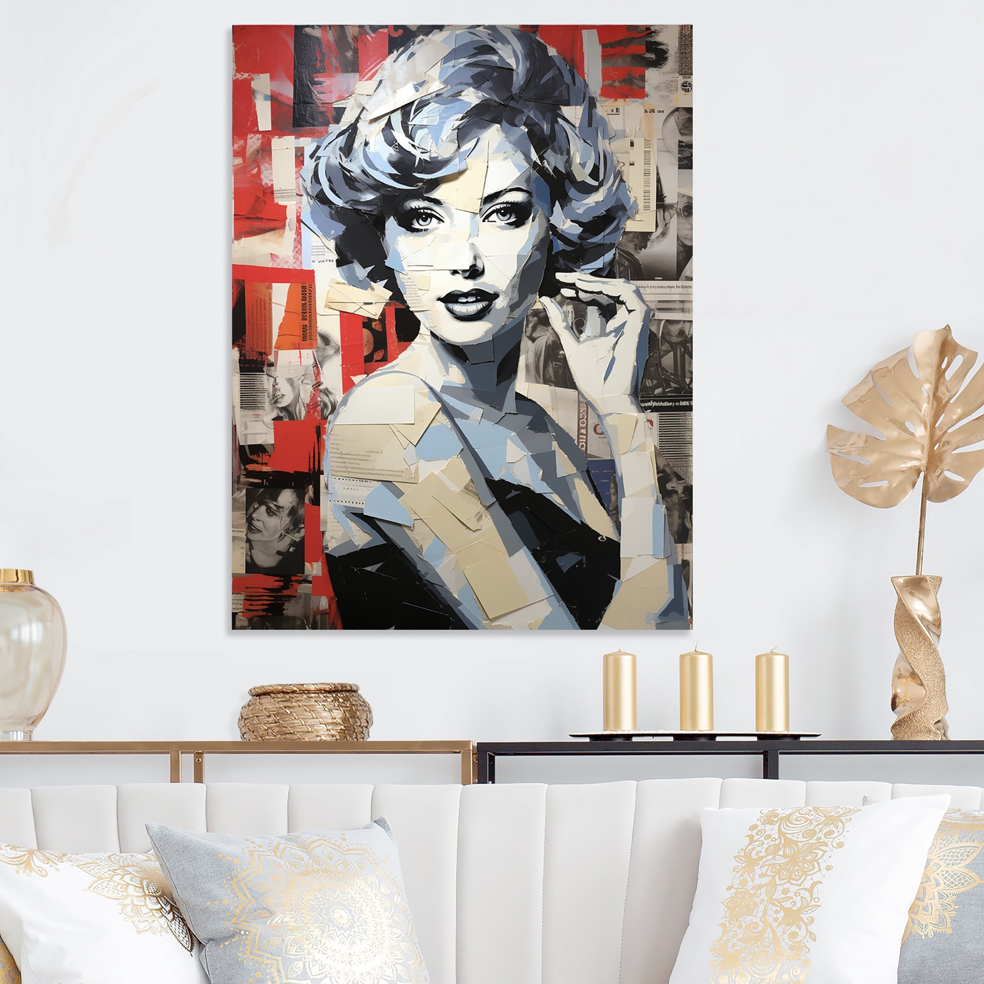 Designart "Vibrant Essence Woman in Pop Art II In Grey and Red"Woman ...