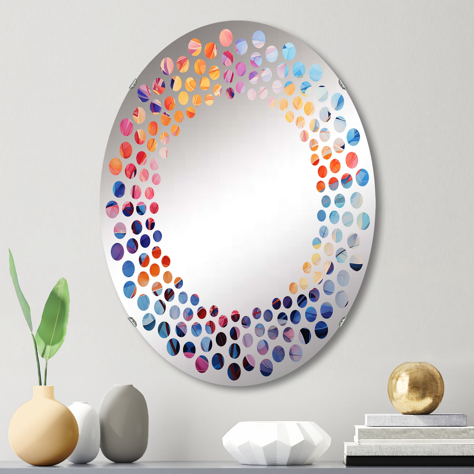 Designart "Vibrant Foliage in Colorful Pastels II" Leaves Polka Dot ...