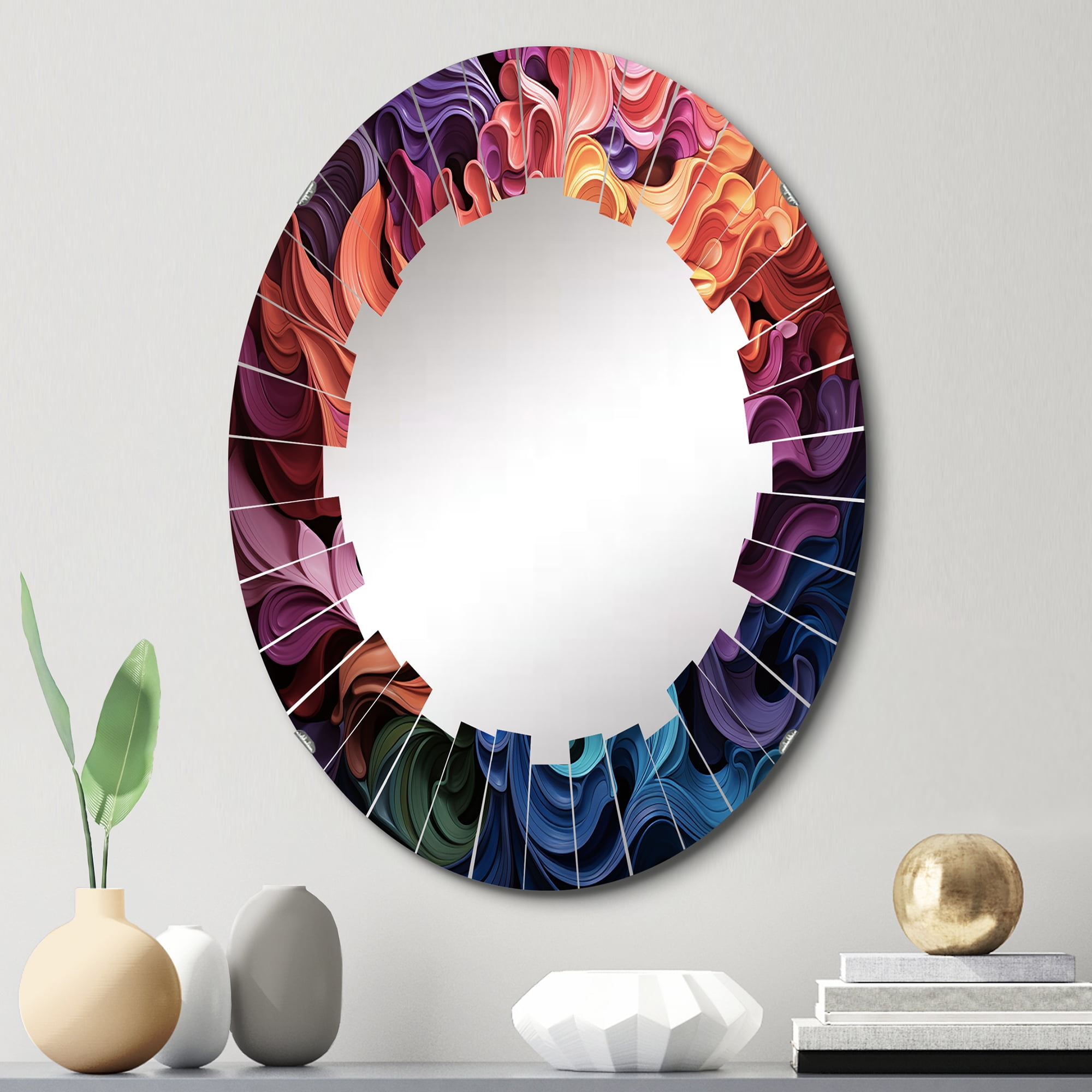 Designart "Vibrant Illusions Opt Art painting II" Modern Round Wall ...