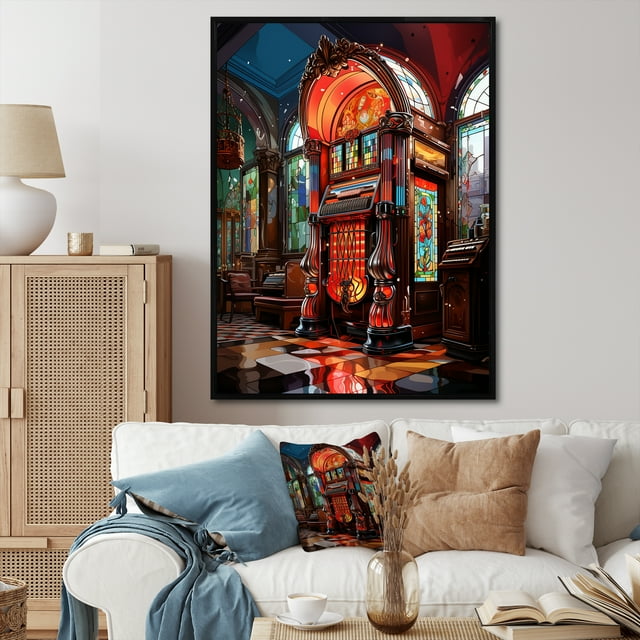 Designart "Vibrant Jukebox Captured In Photography I" Jukeboxes Floater ...