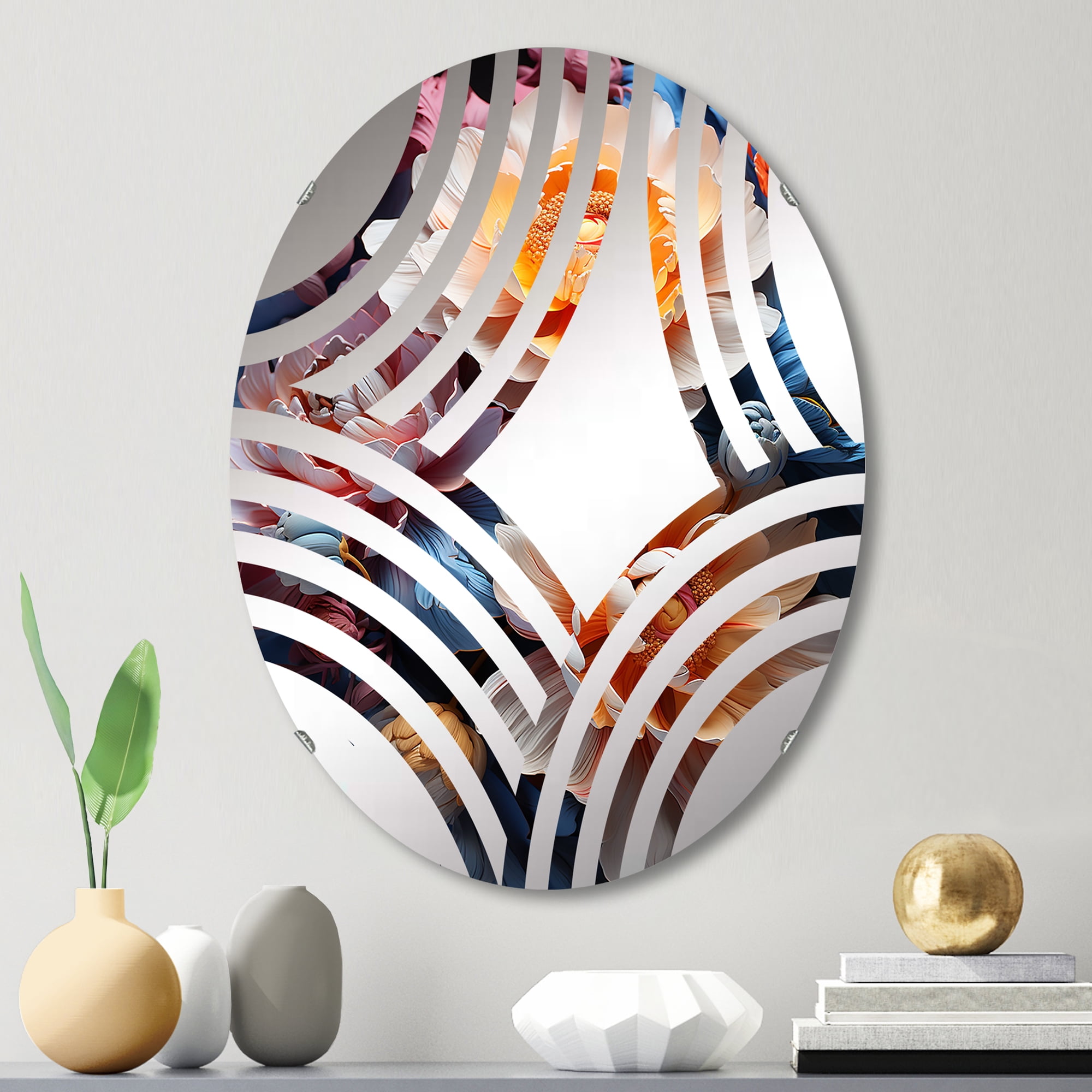 Designart "Vibrant Life of Colorful Peonies" Peonies Baptist Fan Round ...