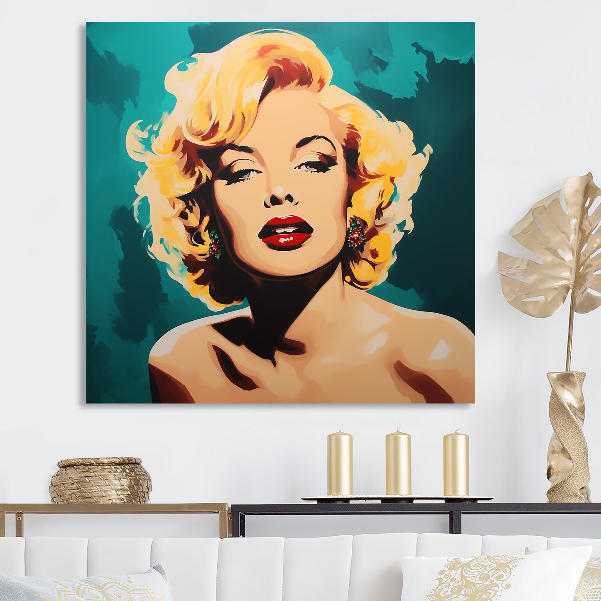 Designart "Vibrant Marilyn Monroe in Yellow and Green I" Fashion Wall ...