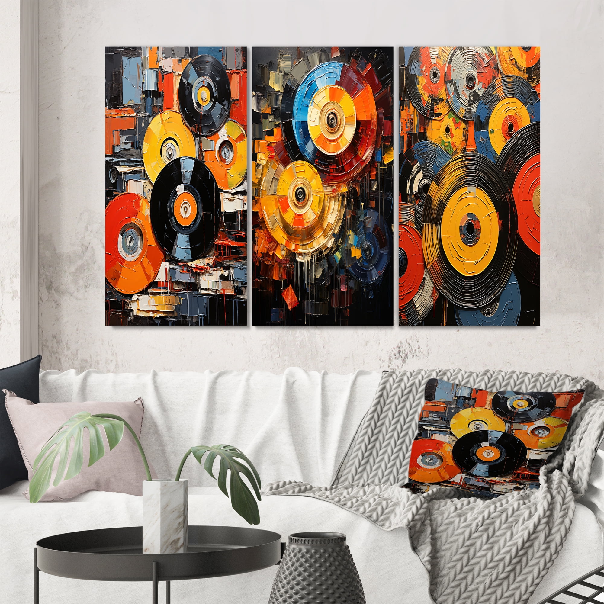 Designart "Vibrant Melodies of Vinyl Records II" Music Wall Art Set Of ...