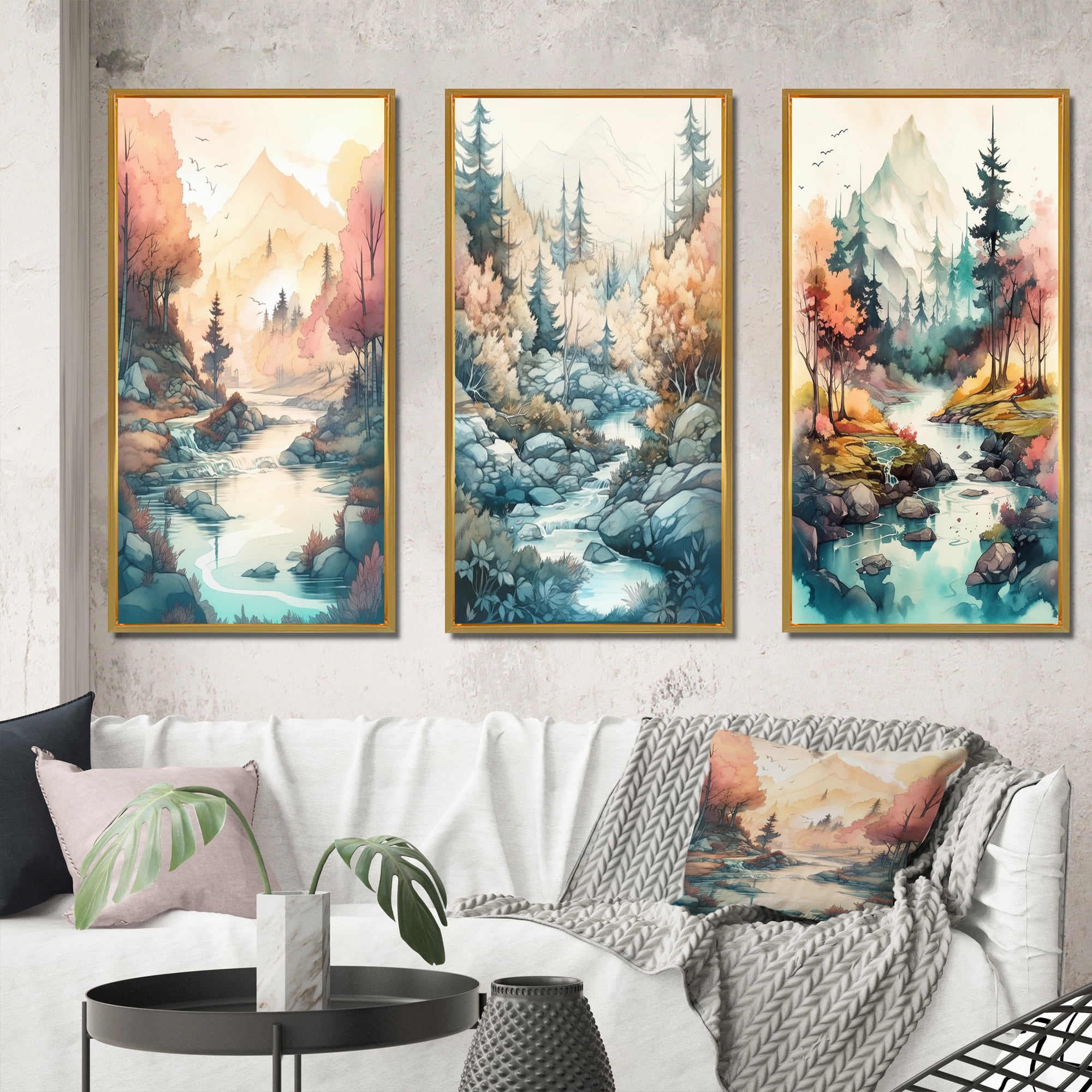 Designart "Vibrant Mountain Landscape with River III" Landscape ...