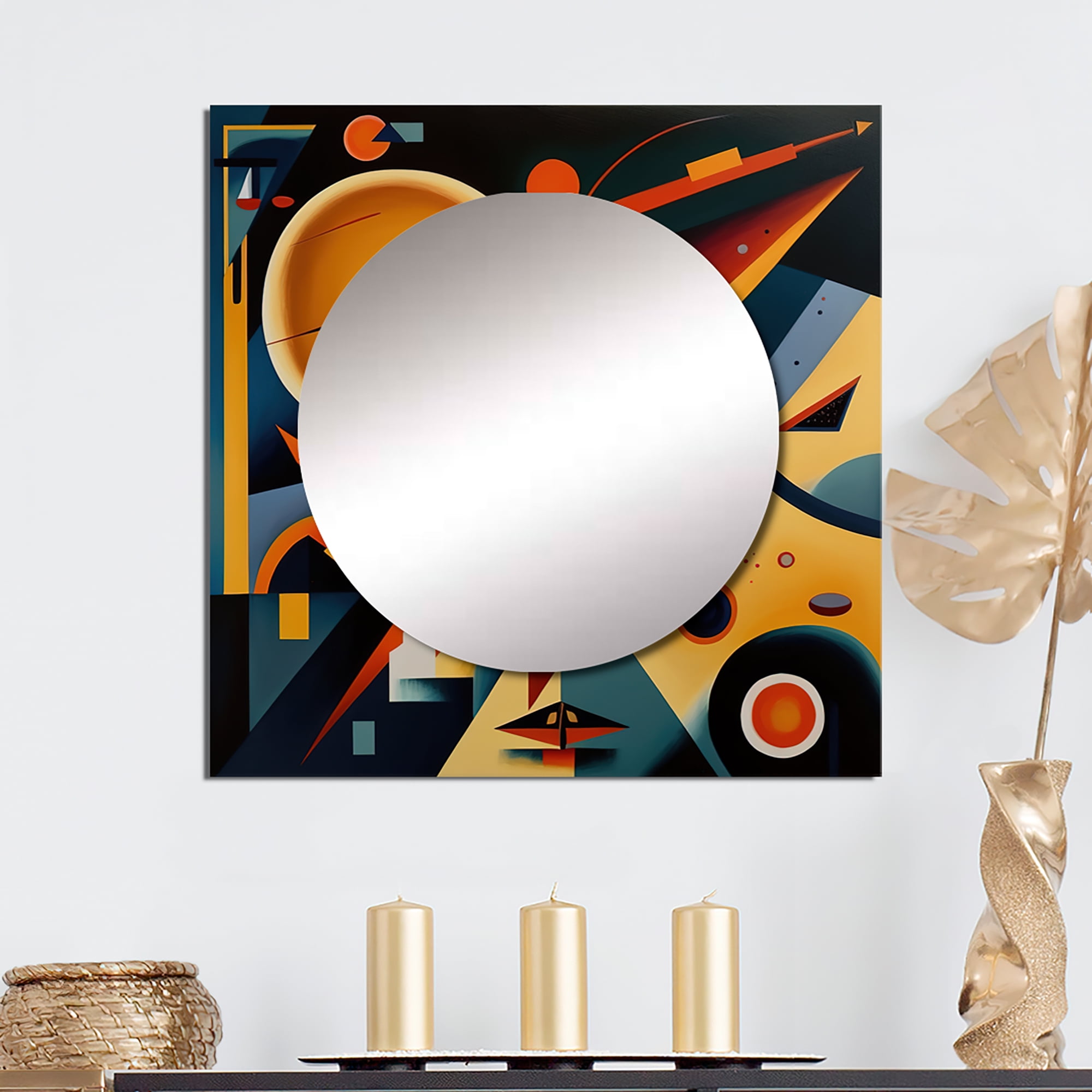 Designart "Vibrant Multicolor Geometric Shapes in Orange III" Modern ...