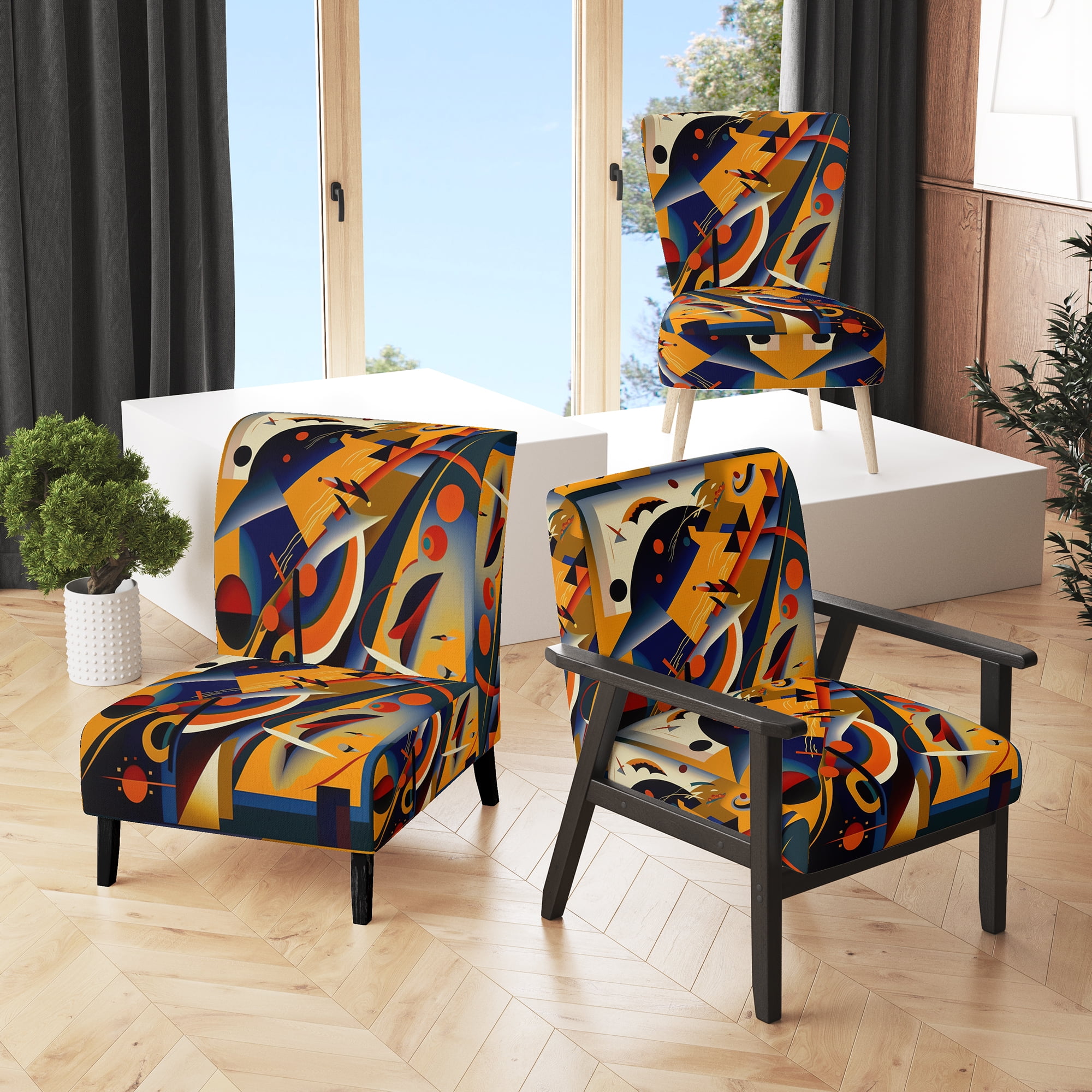 Designart "Vibrant Multicolor Geometric Shapes in Orange IV" Multicolor ...