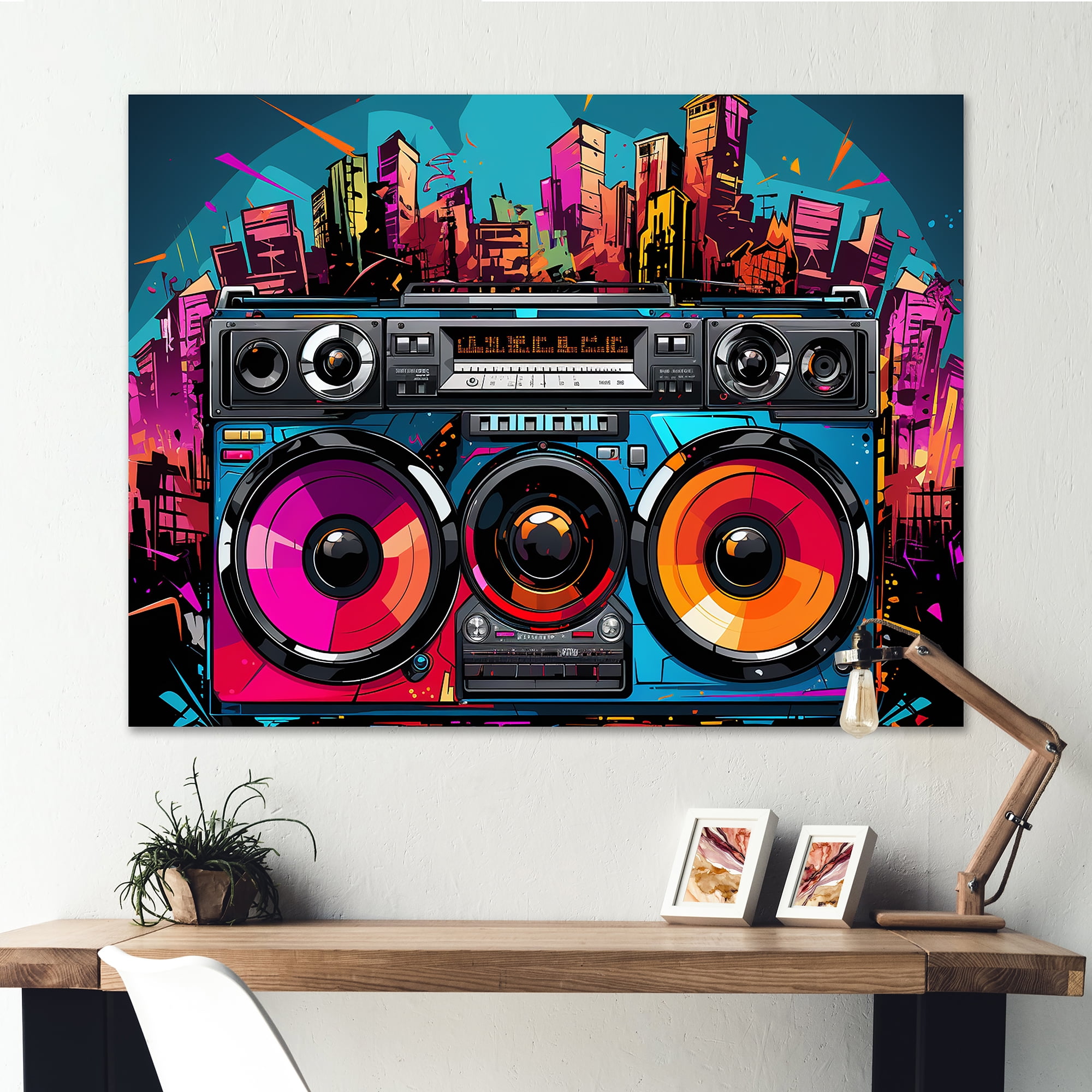 Designart "Vibrant Music Pop Art Boom Box" Fashion Wall Art - Modern ...