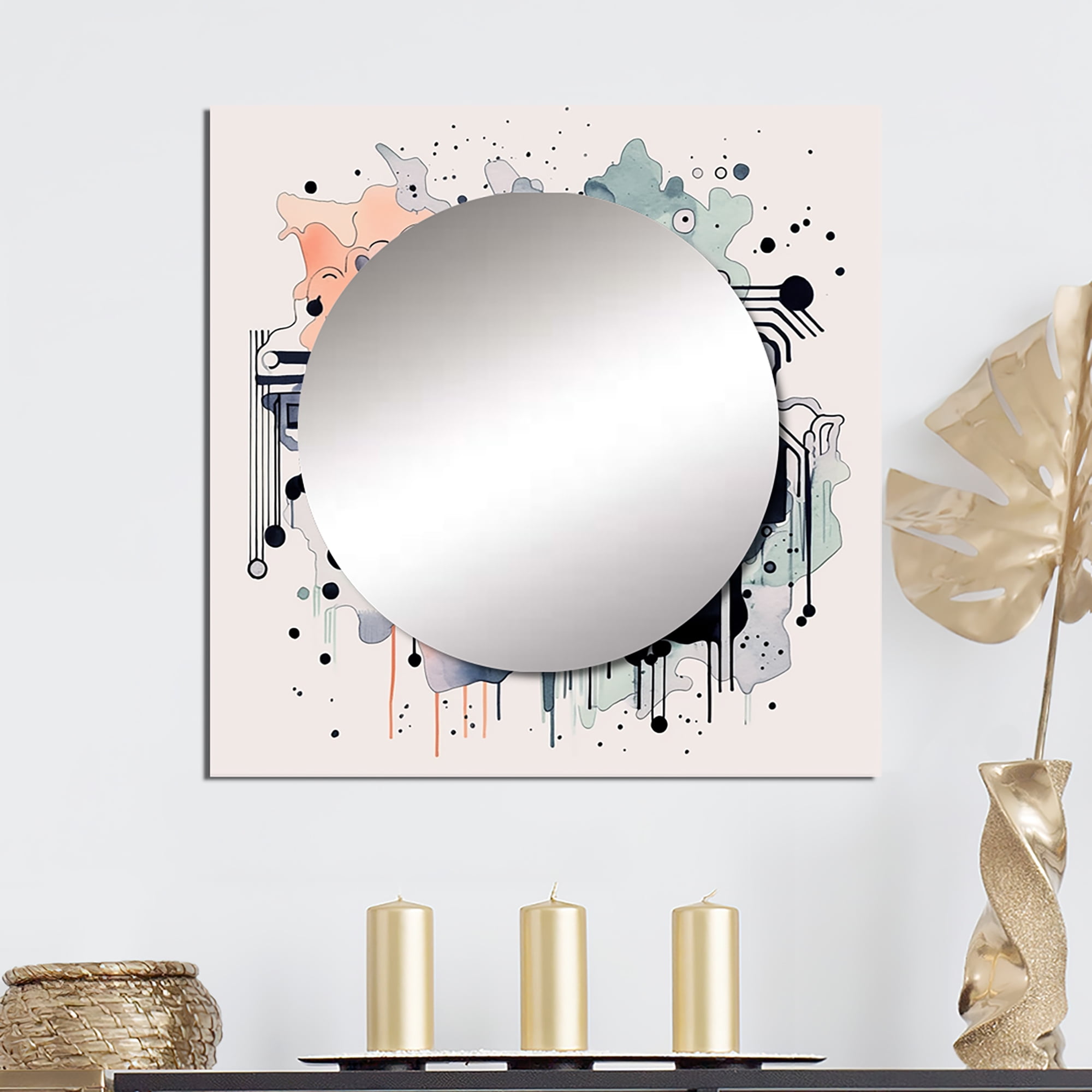 Designart "Vibrant Paradoxes Blue and Orange II" Abstract Square Mirror ...