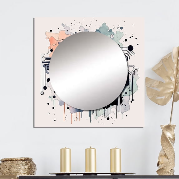 Designart "Vibrant Paradoxes Blue and Orange II" Abstract Square Mirror ...