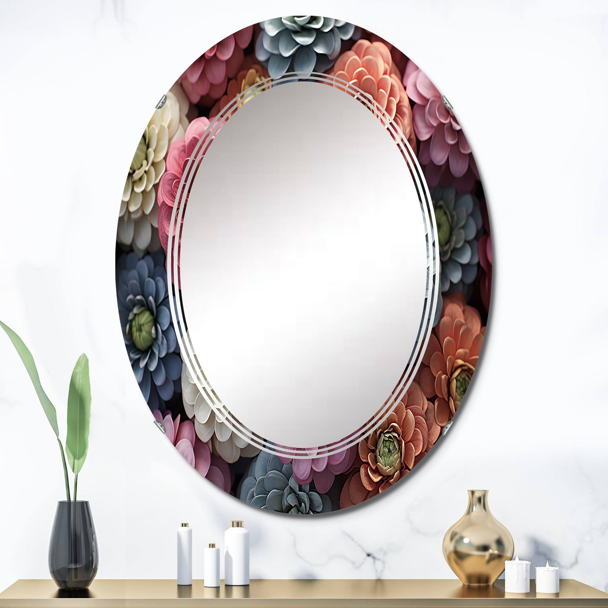 Designart "Vibrant Photo of Colorful Zinnias Field" Floral Round Wall ...