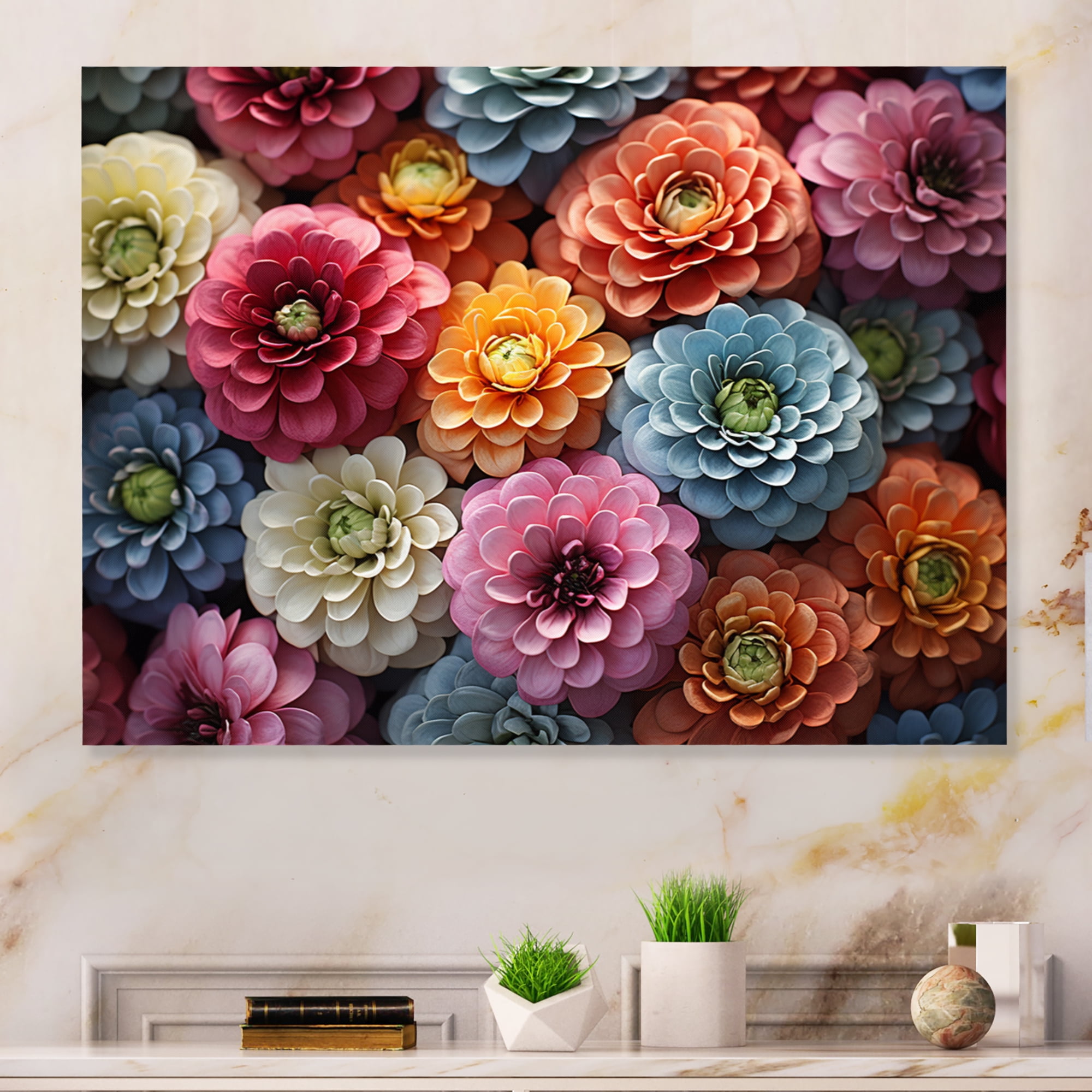 Designart "Vibrant Photo of Colorful Zinnias Field" Zinnias Metal Wall ...