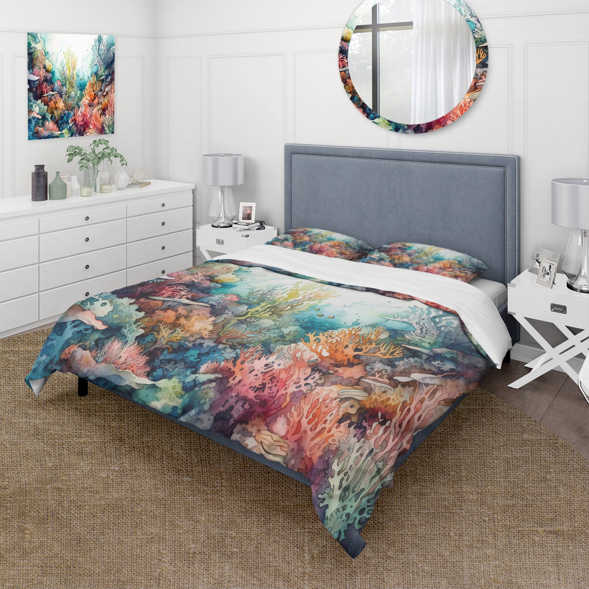 Designart "Vibrant Underwater Coral Reef III" Modern Landscape Beach ...