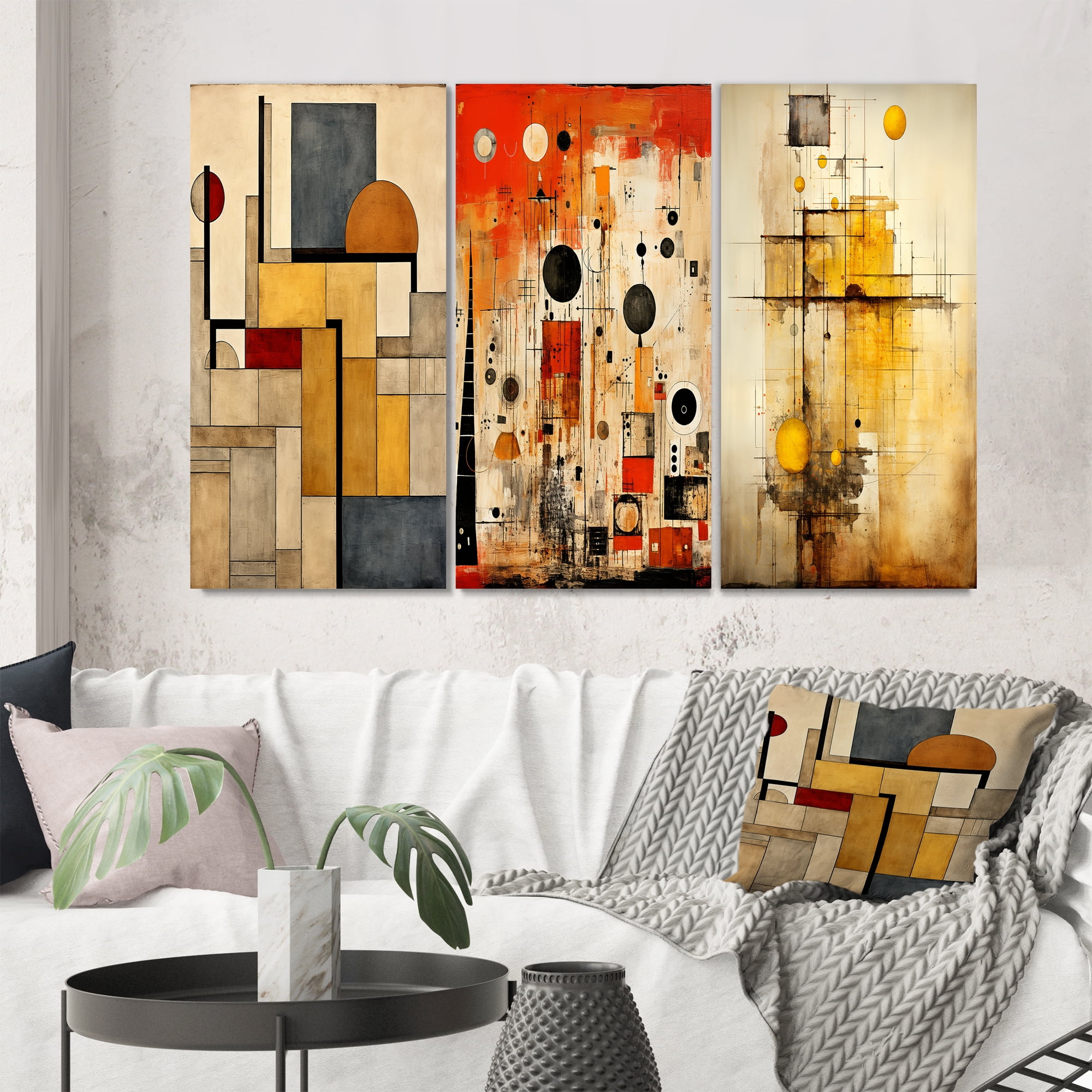 Designart "Vintage Beauty Abstract Simplicity" Modern Geometric Wall ...