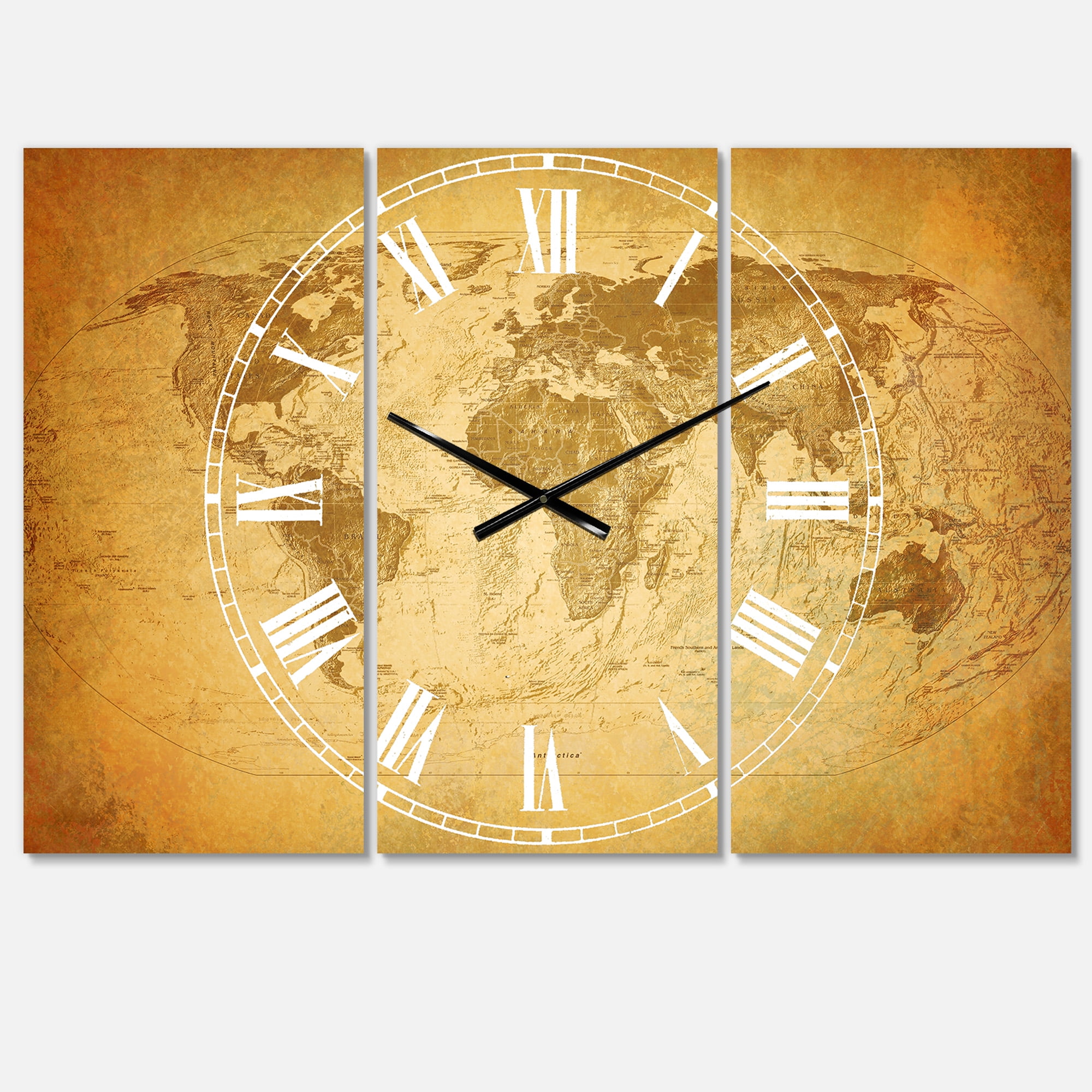 Designart 'Vintage Classic Map' Traditional wall clock - Walmart.com