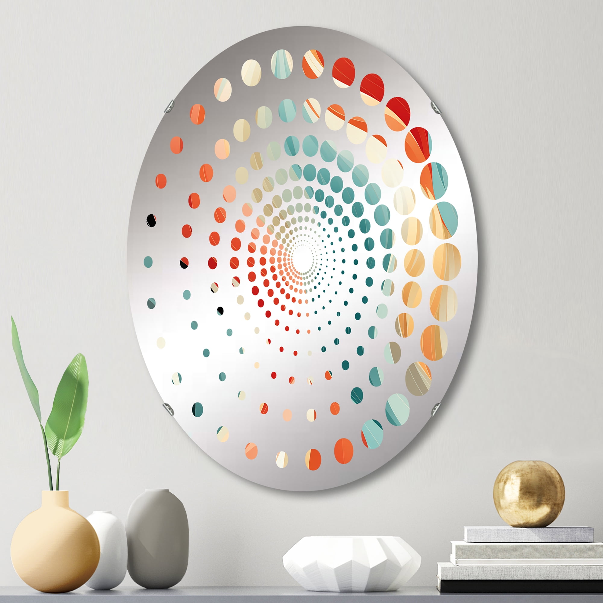 Designart "Vintage Floral Revival and Expression I" Abstract Spiral Dot ...