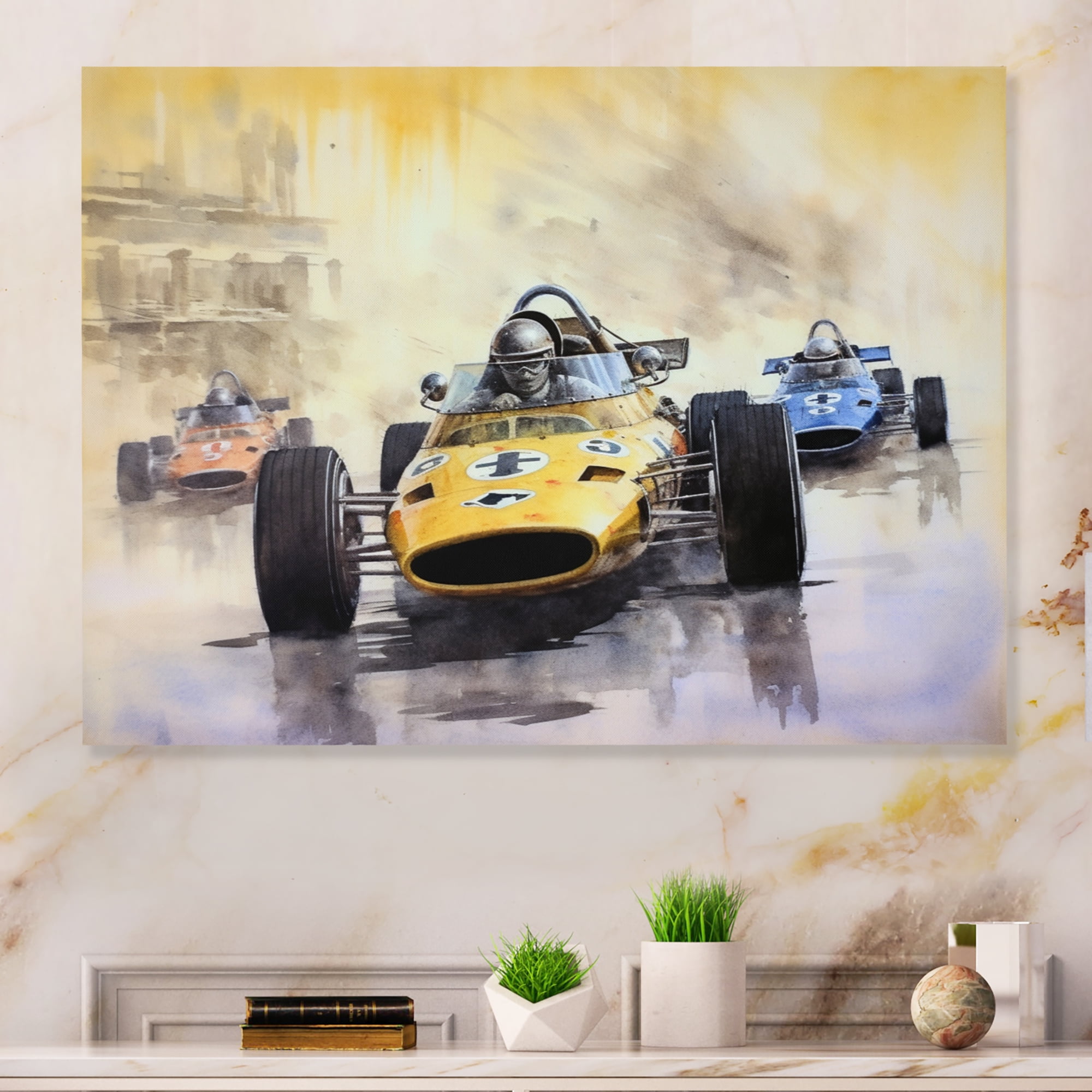 Designart "Vintage Formula Speedway Rush Racing Nostalgia" Racing Metal ...