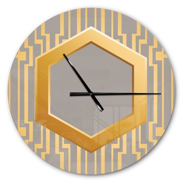 Yosemite Home Decor Large Gilded Round Metal Gear Wall Clock in Gold ...