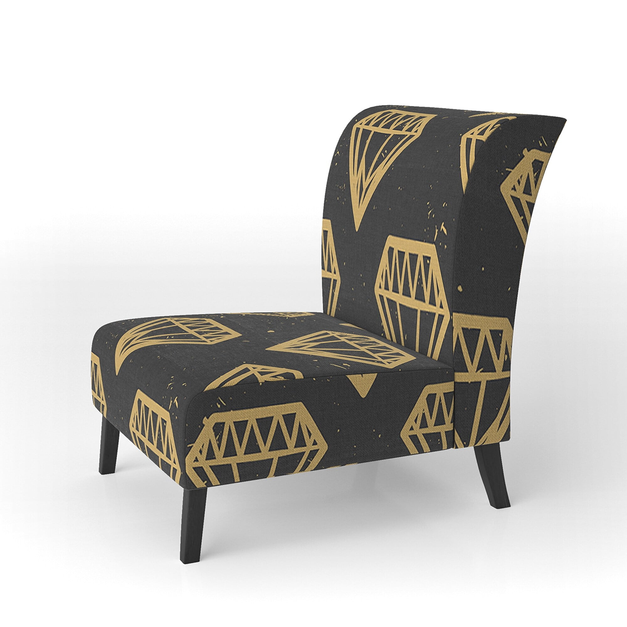 Designart "Vintage Golden Diamonds" Upholstered Mid-Century Accent ...