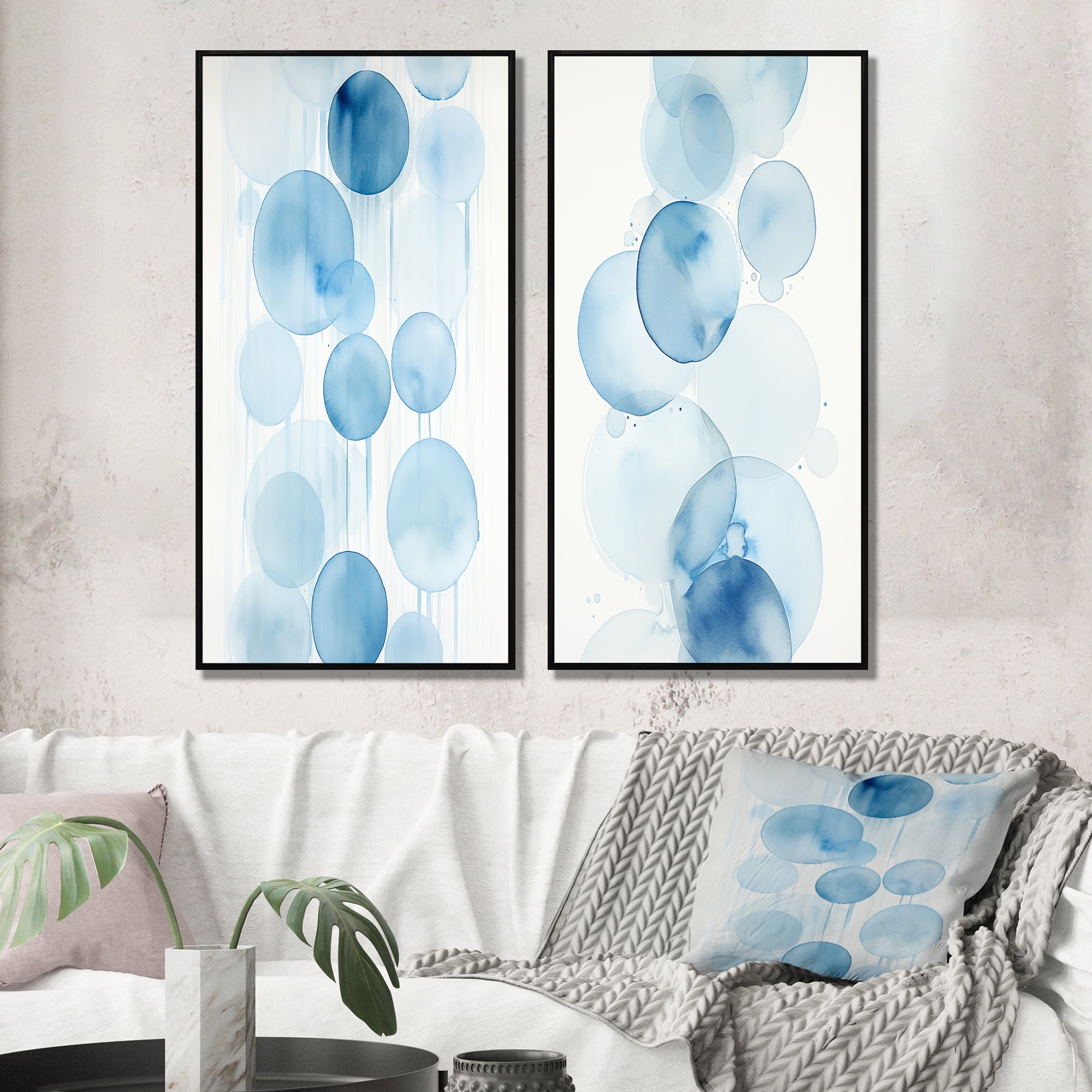 Designart "Vintage Light Blue Tranquility III" Modern Geometric Framed ...