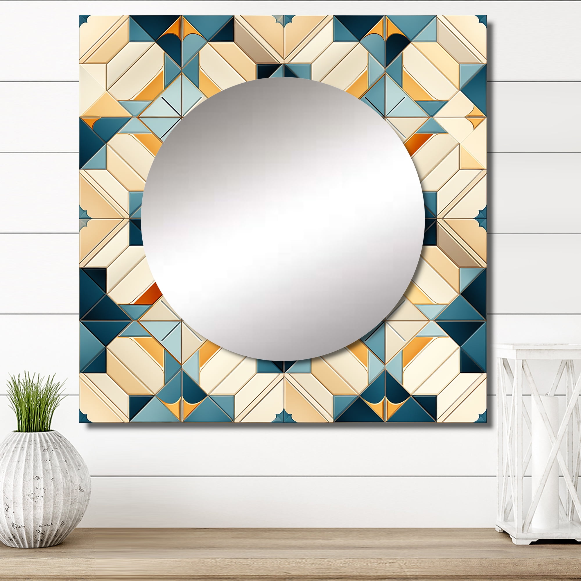 Designart "Vintage Moroccan Tile Aesthetics I" 0 Square Mirror Wall ...