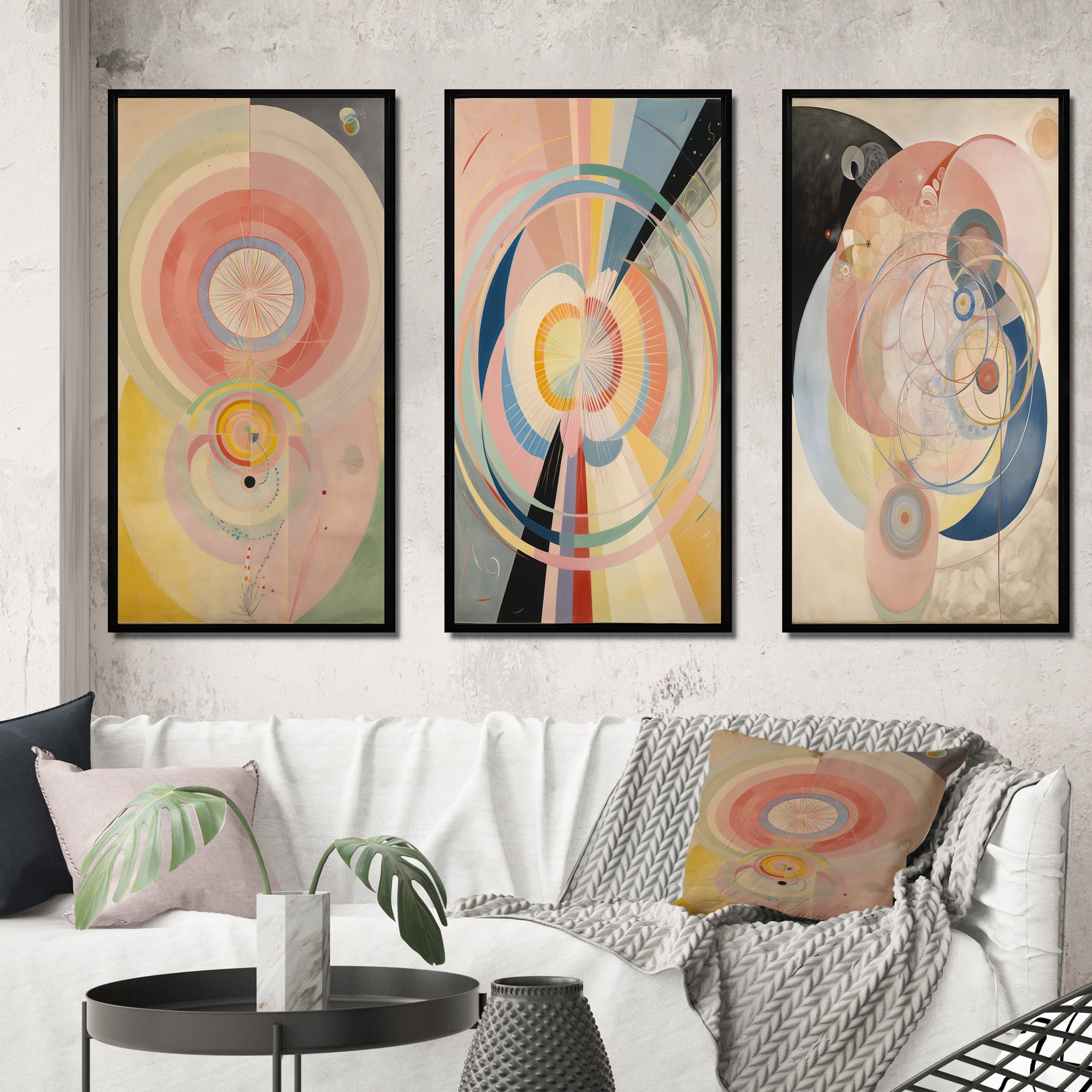 Designart "Vintage Spiritual Synchronicity Pink Retro Art" Abstract ...