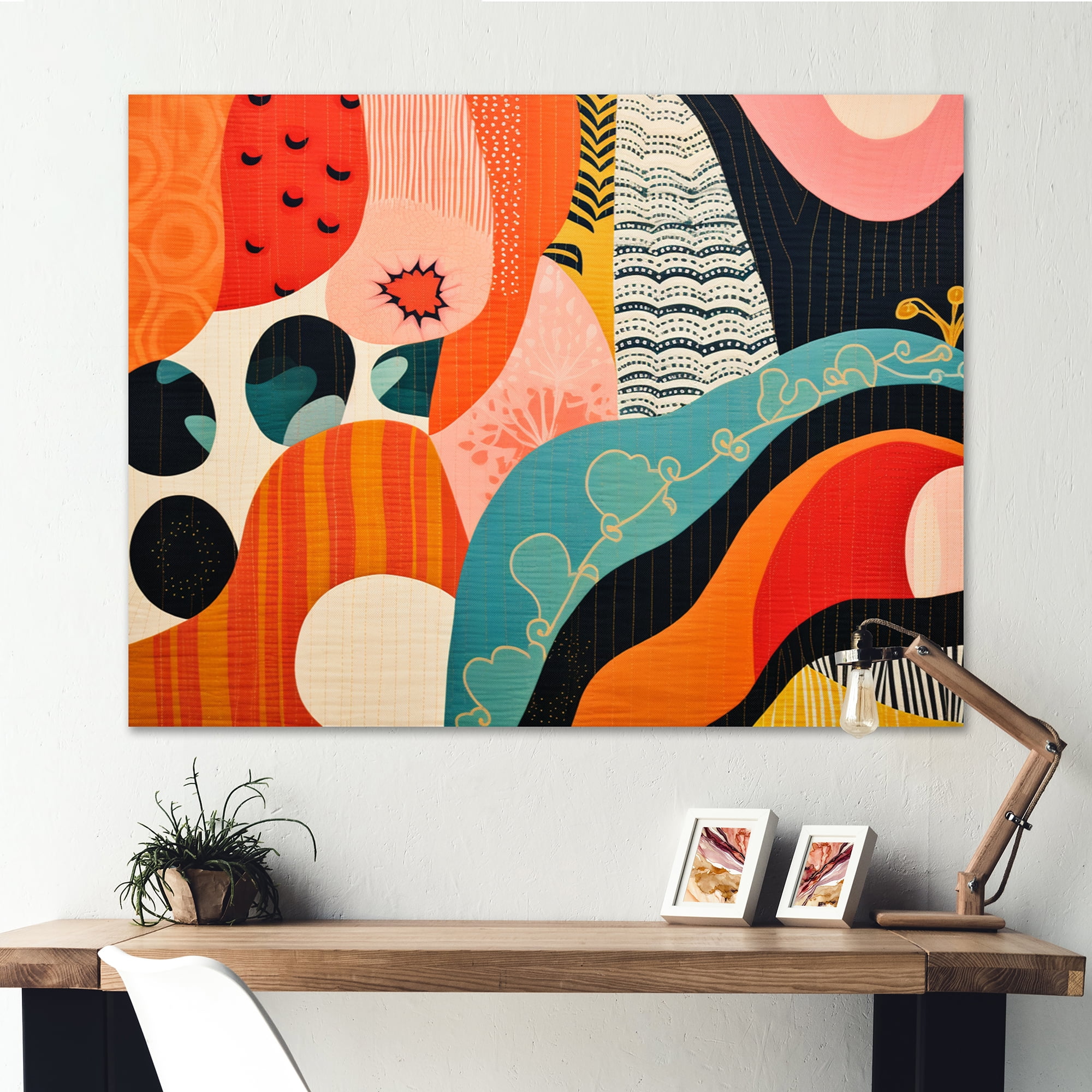 Designart "Vintage Textiles Mid Century wall art II" Mid-century Wall ...
