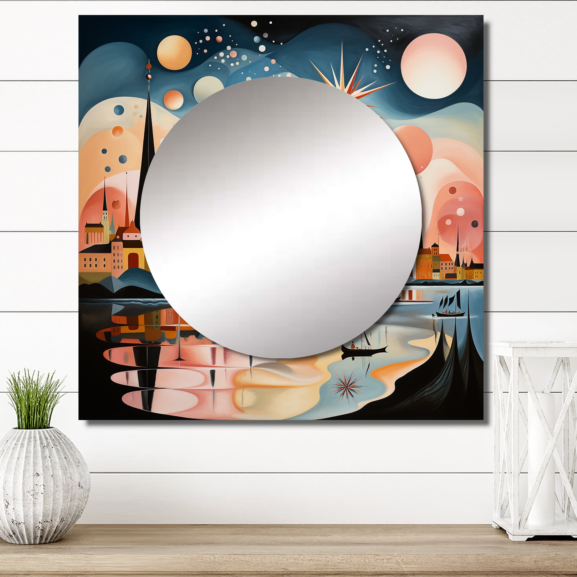 Designart "Vintage Townscape In Antique Pastel Palette I" Abstract ...