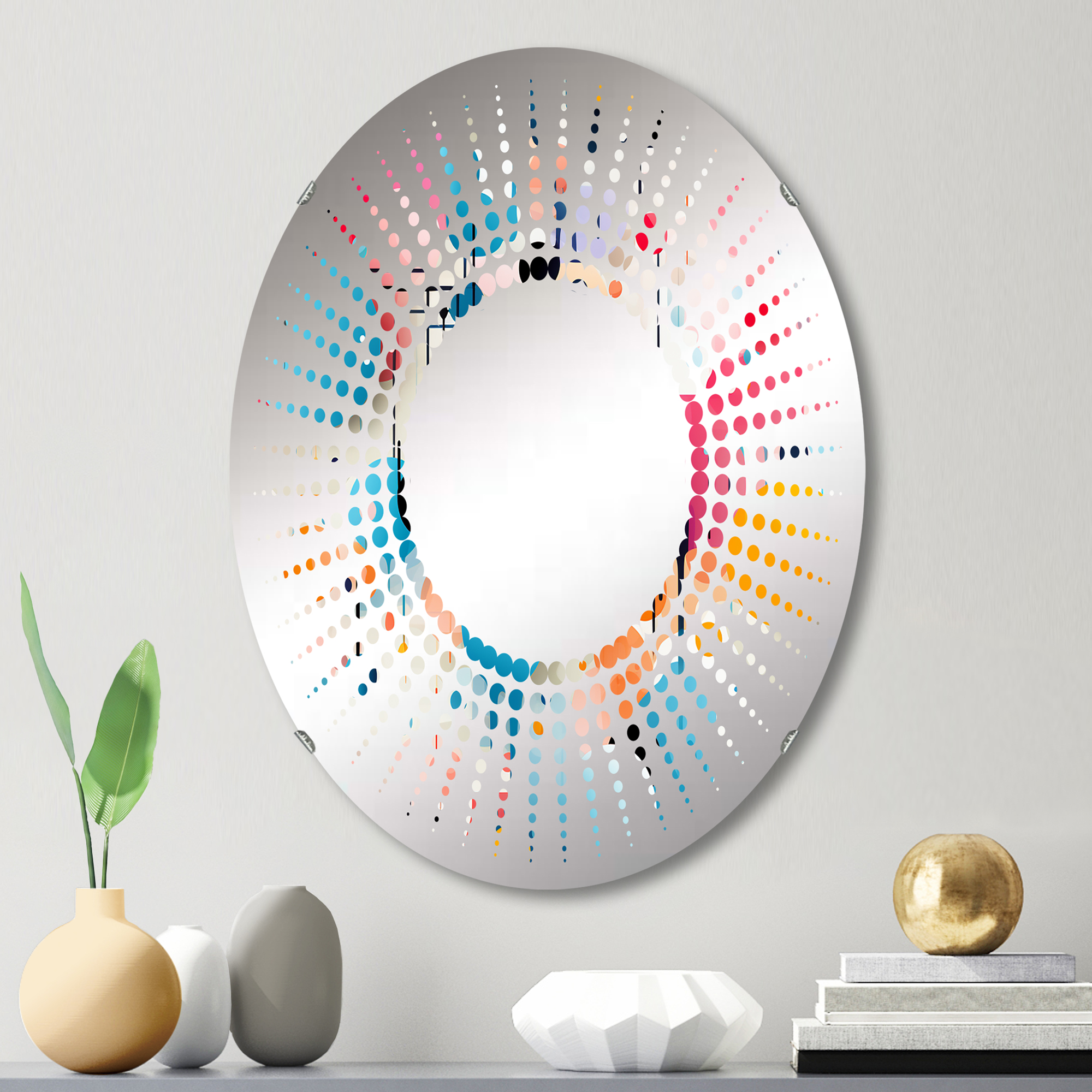 Designart "Vivid Dance of Paint Splashes I" Abstract Starburst Round ...