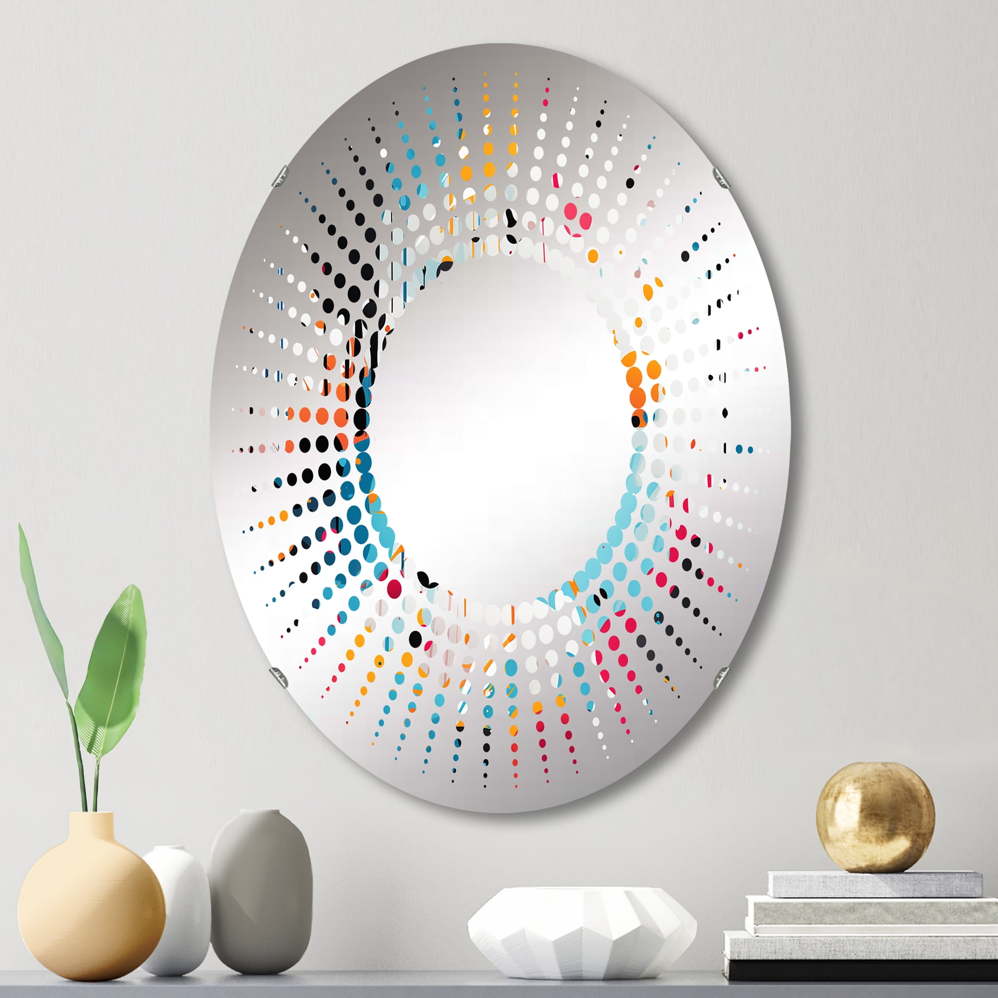 Designart "Vivid Dance of Paint Splashes II" Abstract Starburst Round ...