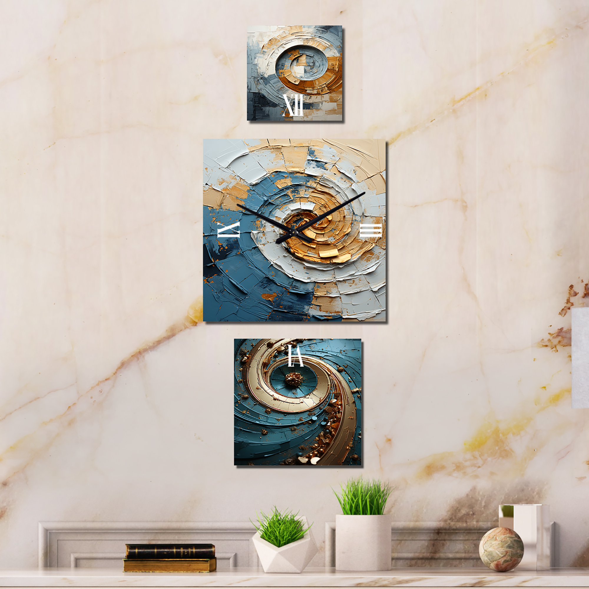 Designart "Vortex of Timeless Turn in Blue and Gold" Abstract Spirals ...