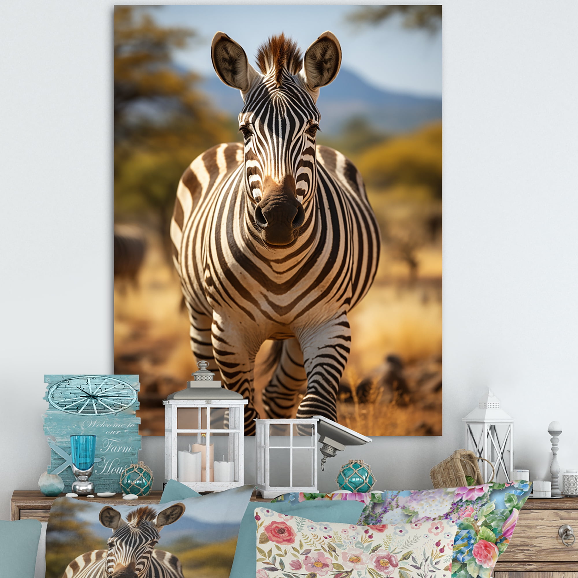 Designart "Walking In Zebra Africa II" Animals Wall Art Print - Walmart.com