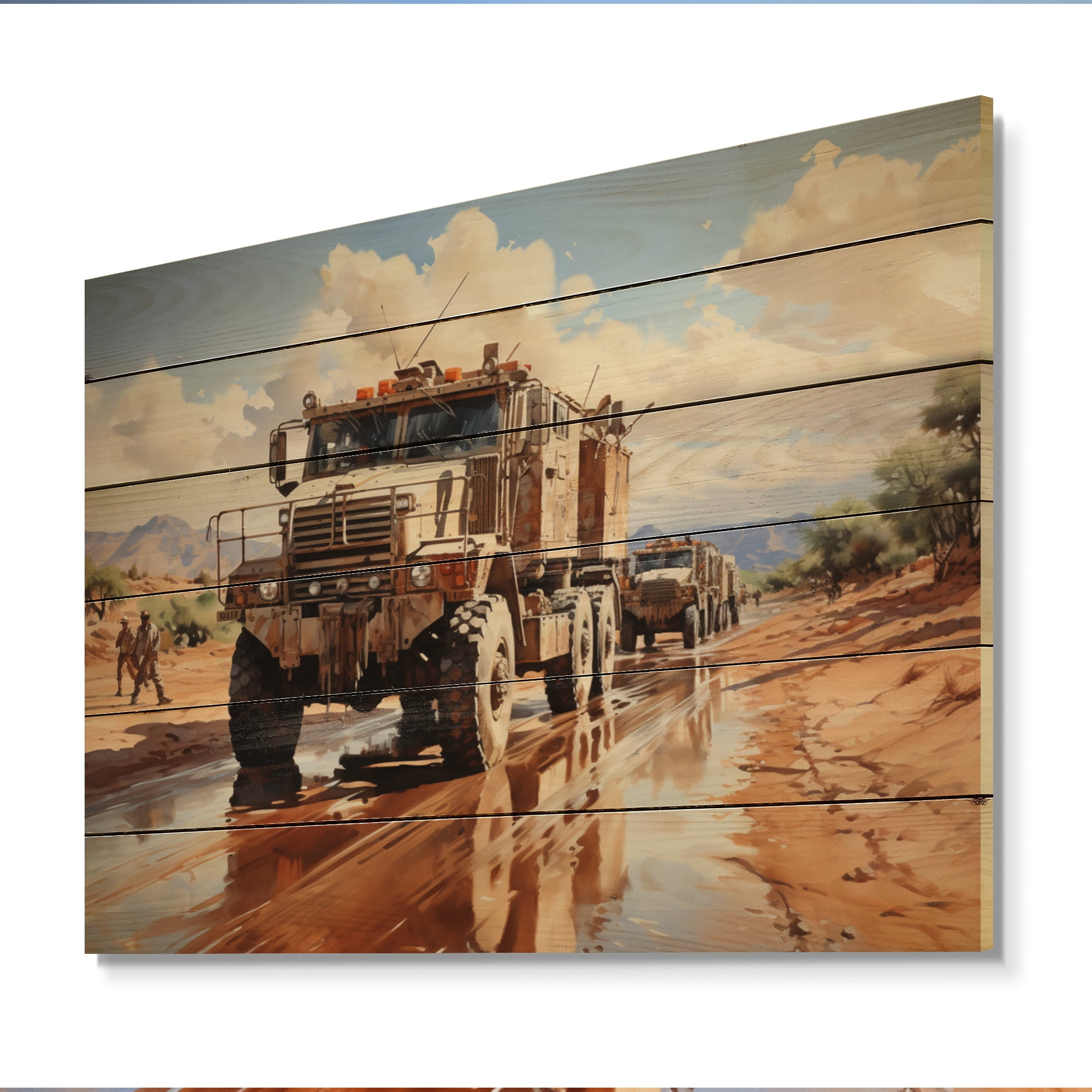 Designart "War Machine Chronicles Gulf War Convoy II" Military Print on ...