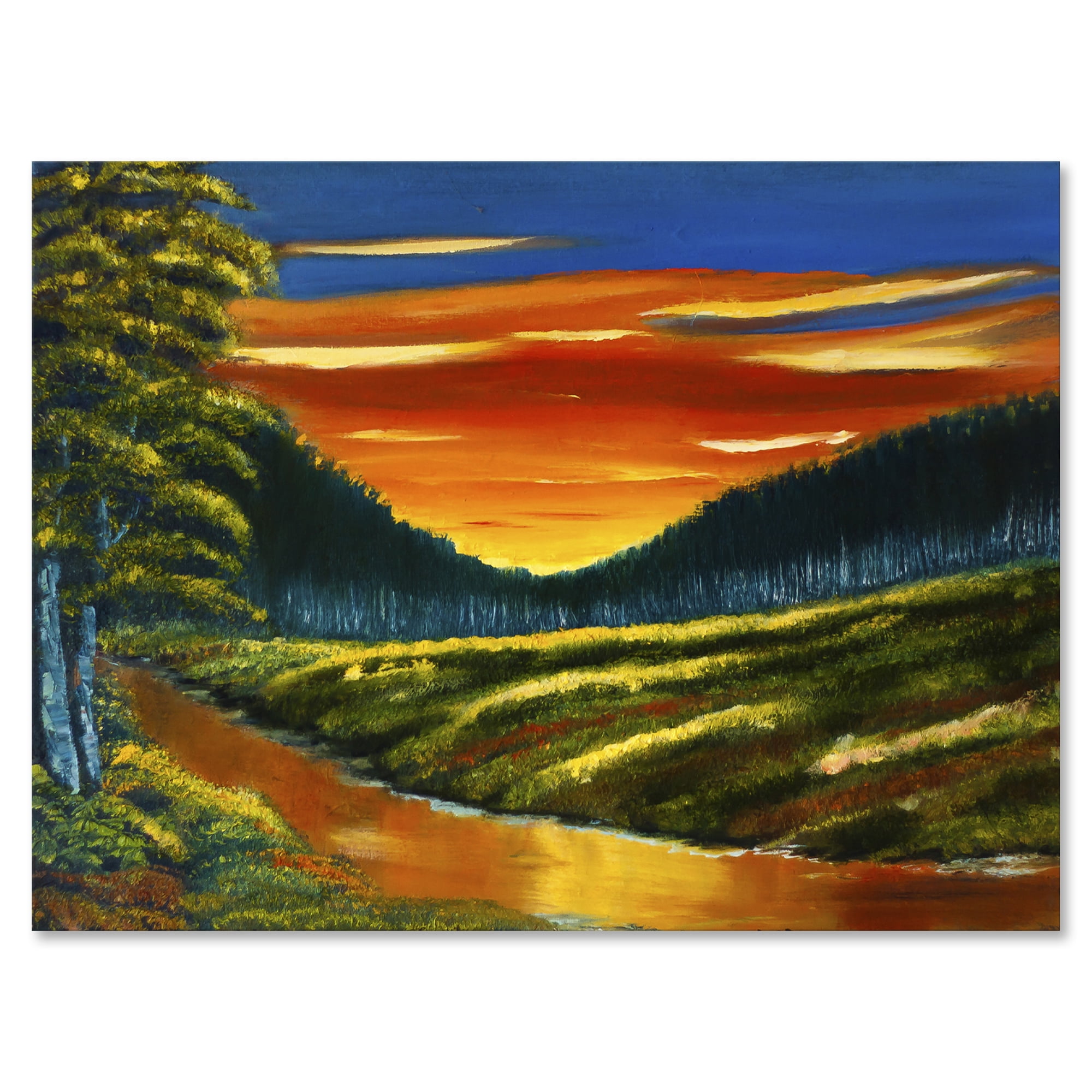 Designart ' Warm Coloured Sunset Glow Above The Lotus Swamp ...