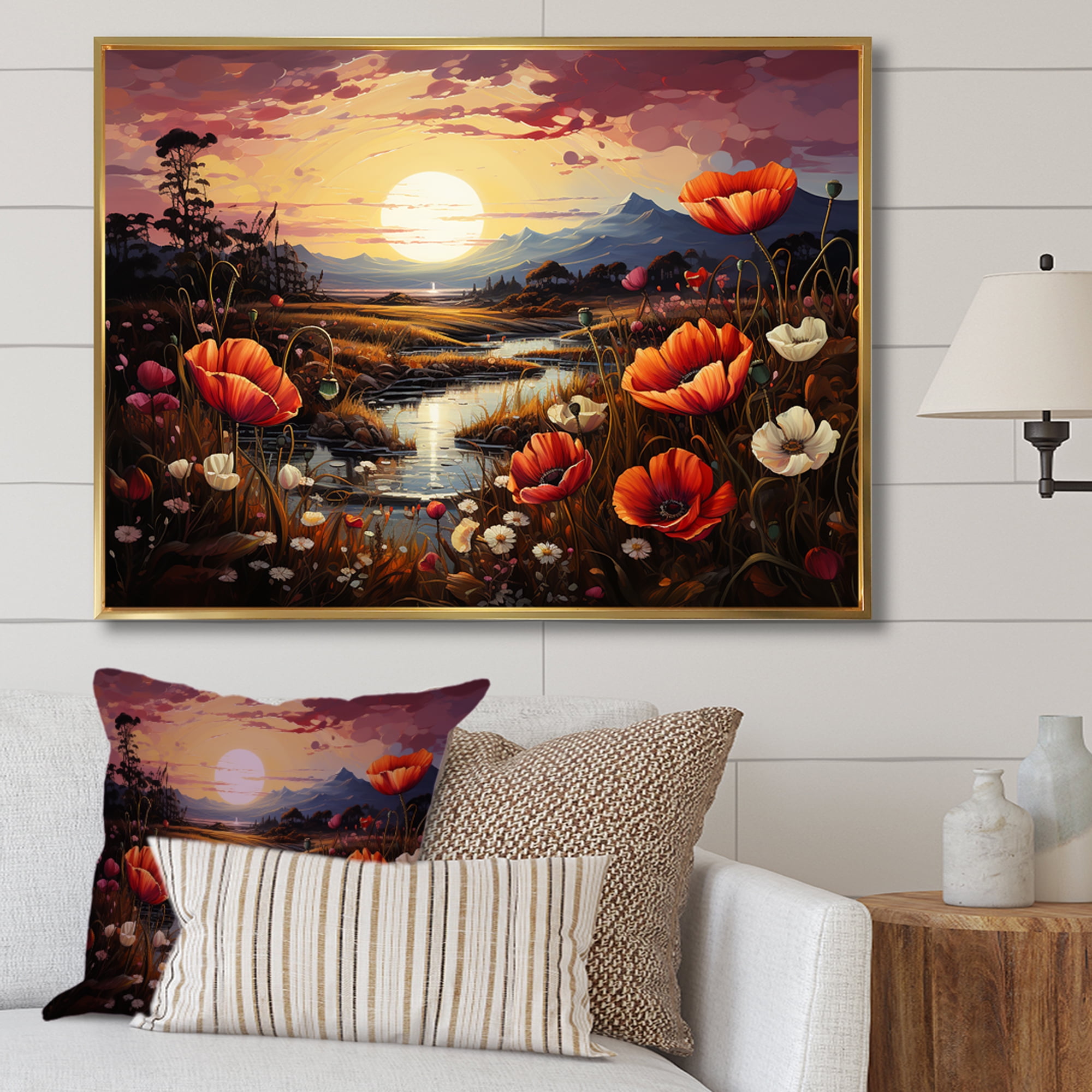 Designart "Warm Embrace Of Orange Crimson Flowers" Flower Floater ...