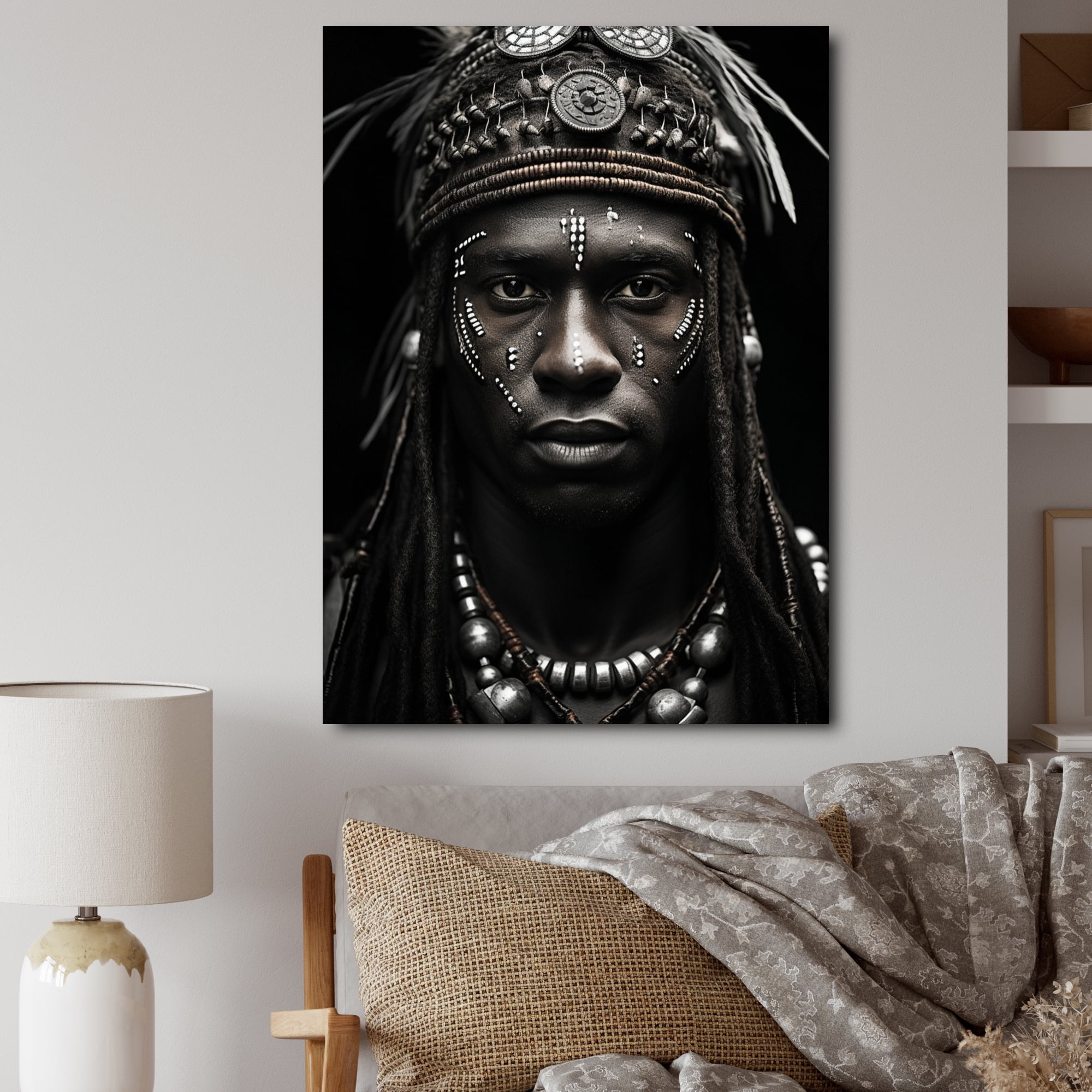 Designart "Warrior Tribal in Africa II" African American Wall Decor ...