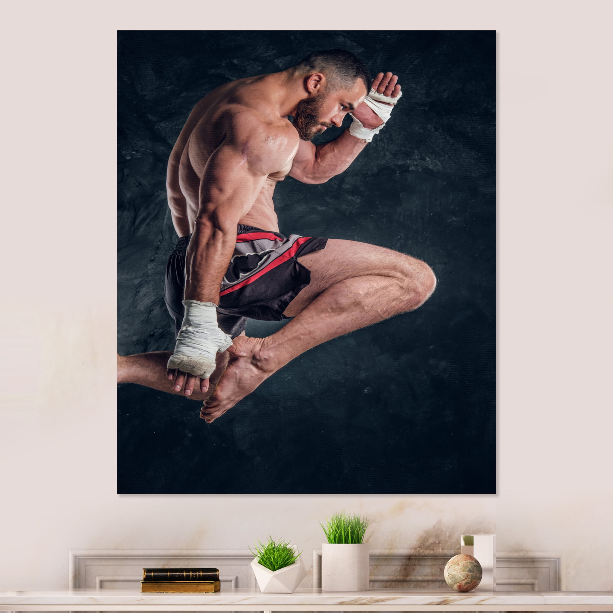 Designart "Warrior in Martial Arts Combat III" Martial Arts Metal Art ...