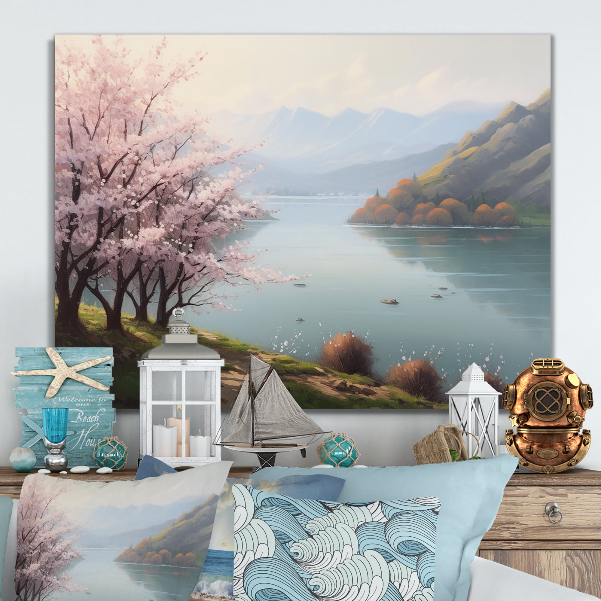 Designart "Waterside Cherry Blossom Trees V" Tree Floral Metal Art Living Room - Walmart.com
