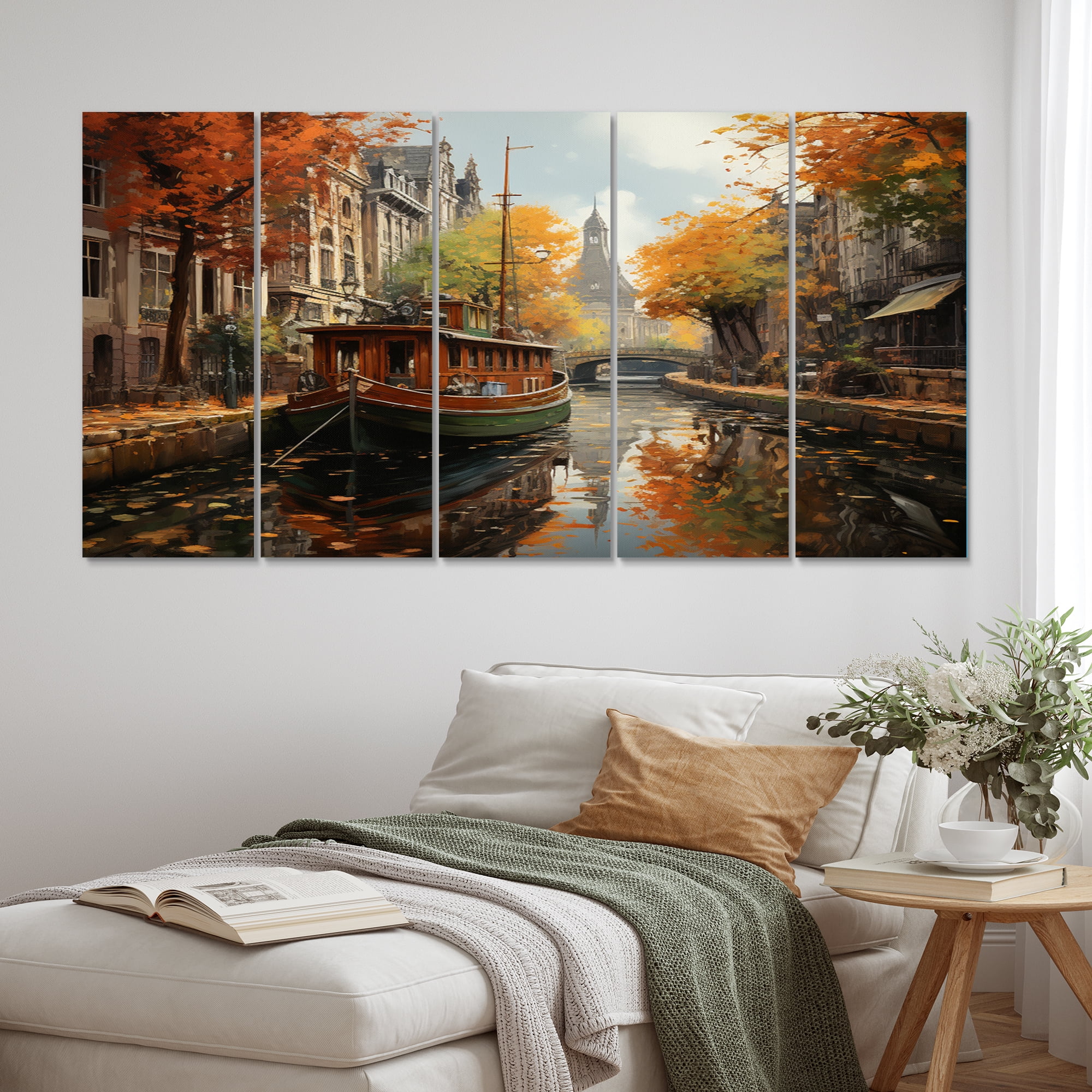 Designart "Waterways Palette Orange Canal art painting" Canals Art ...