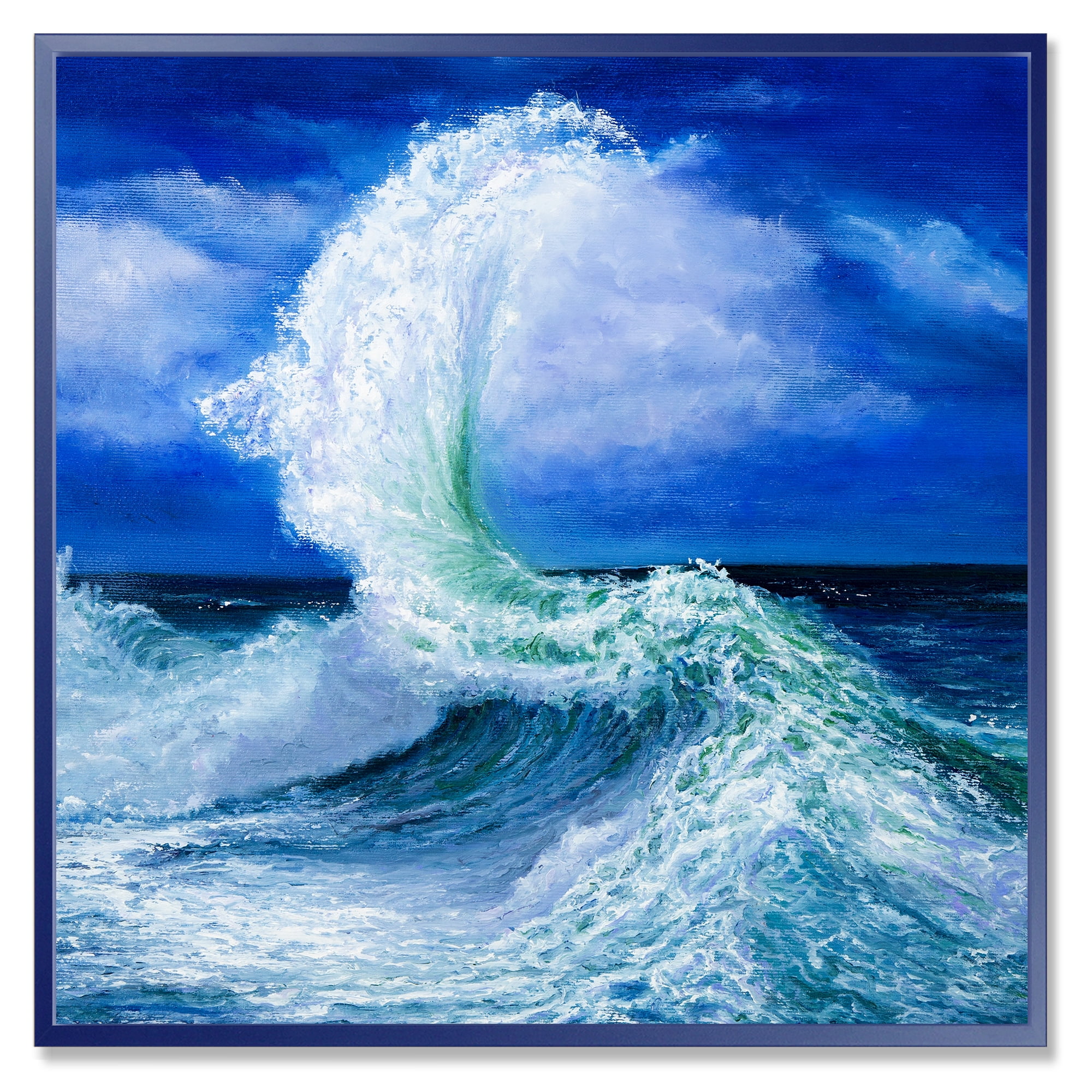Designart 'Waves Breaking During Wild Blue Ocean Tide' Nautical ...