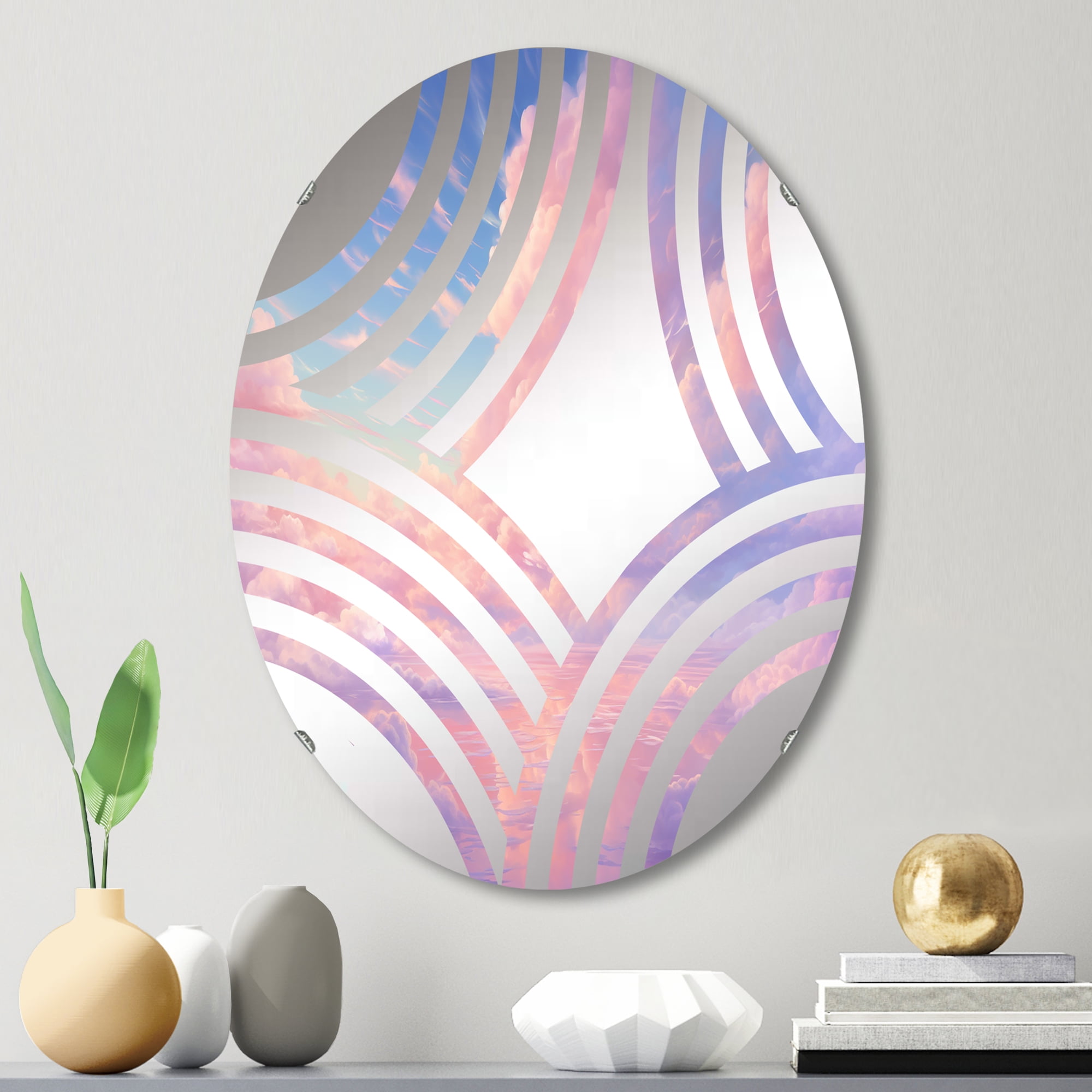 Designart "Whimsical Cloud Scenery III" Sky Baptist Fan Round Wall ...