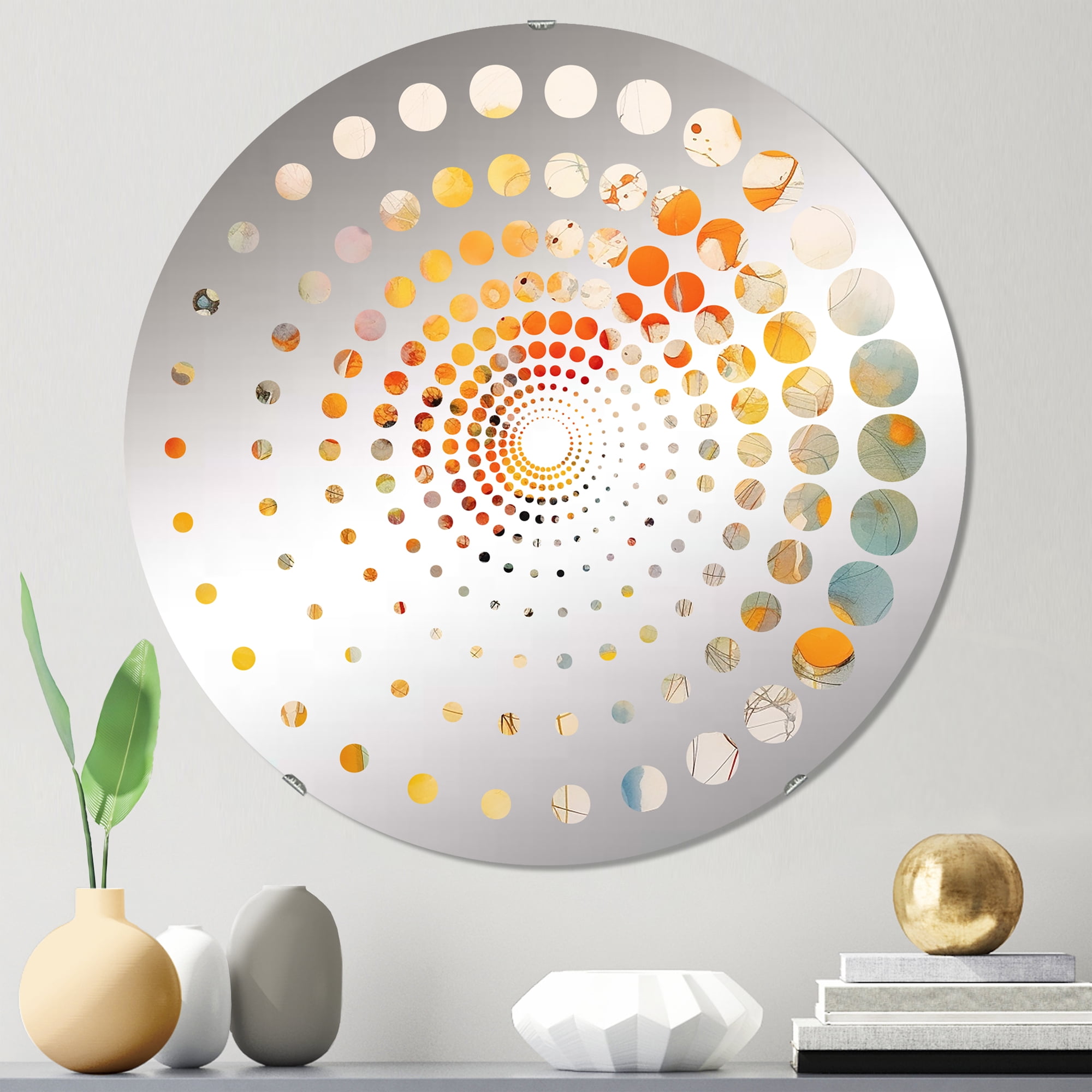Designart "Whirling Colors in Orange and Yellow III" Minimalism Spiral ...