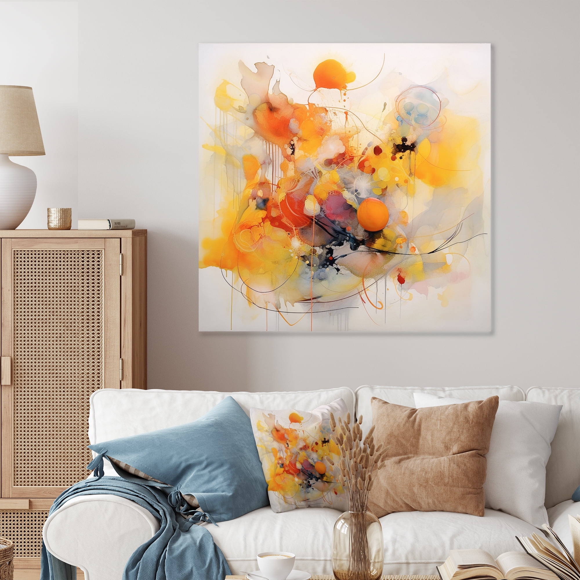 Designart "Whirling Colors in Orange and Yellow I" Minimalism Metal ...