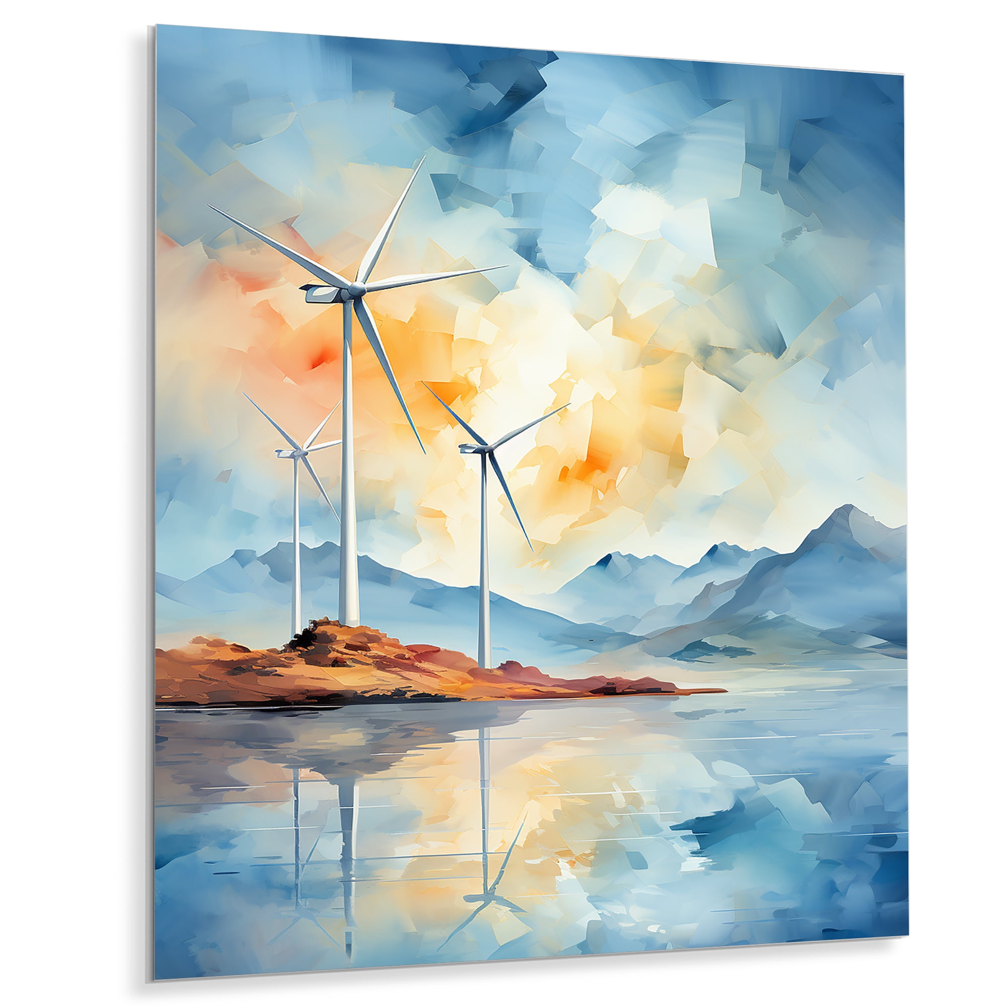 Designart "Whirling Energy of Wind Turbines II" Wind Turbines Metal Art ...