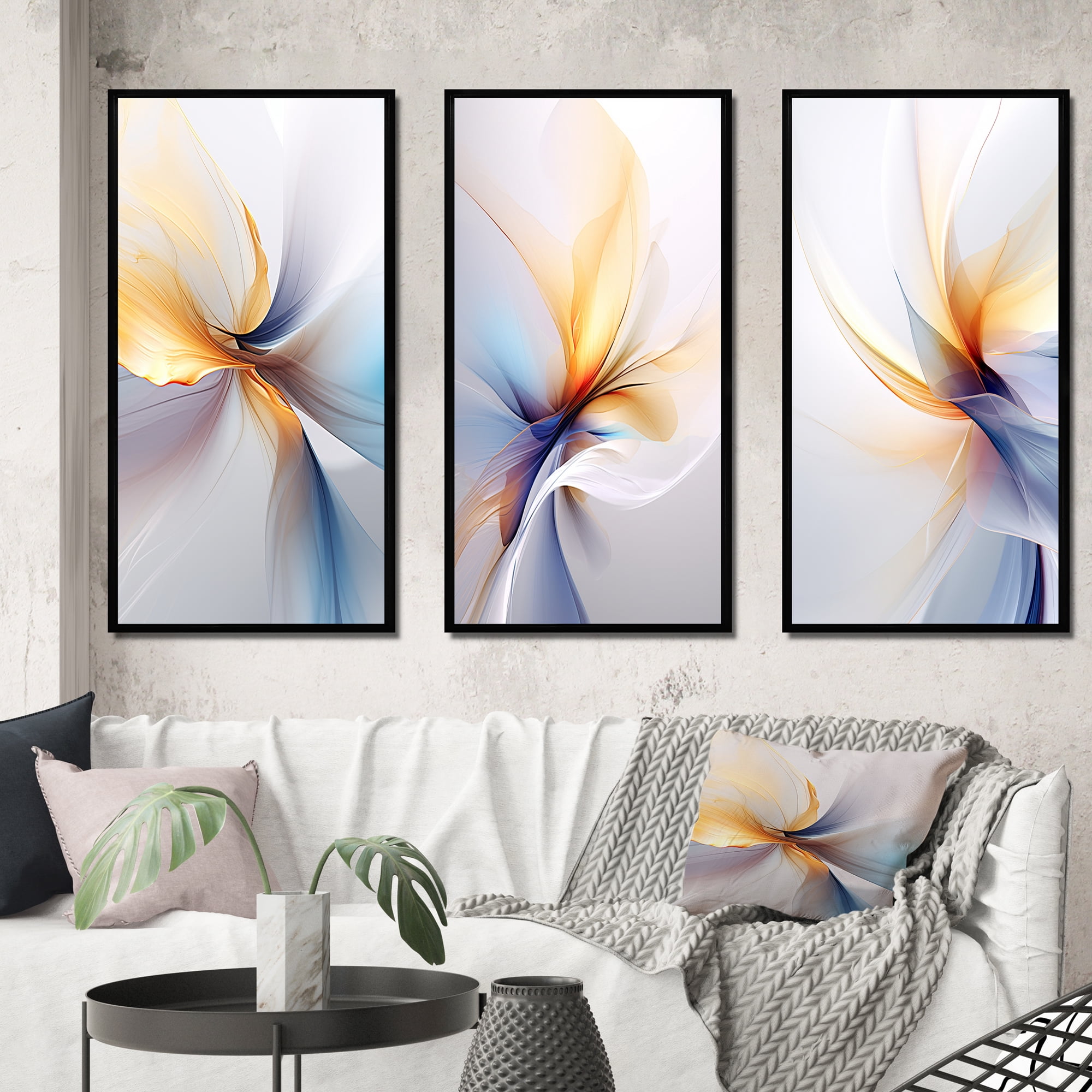 Designart "Whirling Light Blue Opulence Tender Waves II" Abstract ...