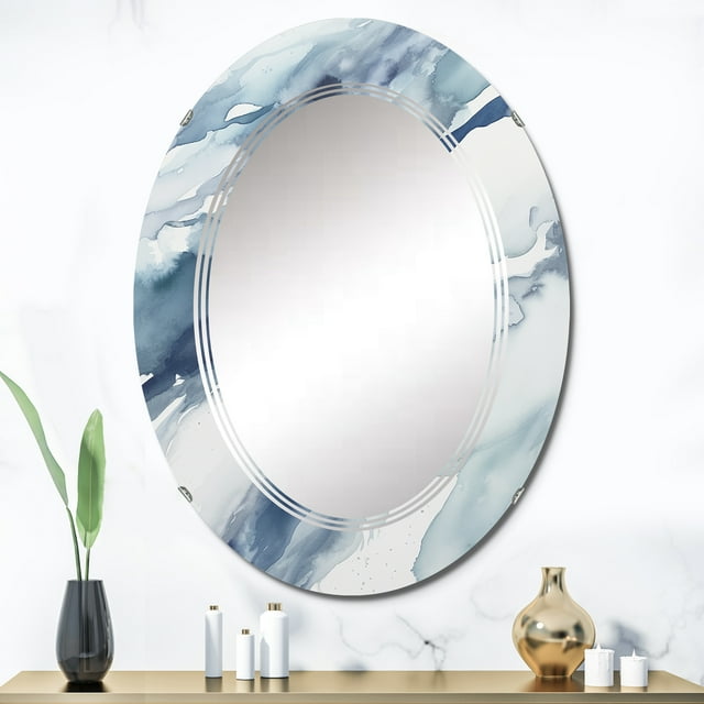 Designart "Whirlwind in Blue and Cream IV" Abstract Shapes Round Wall ...