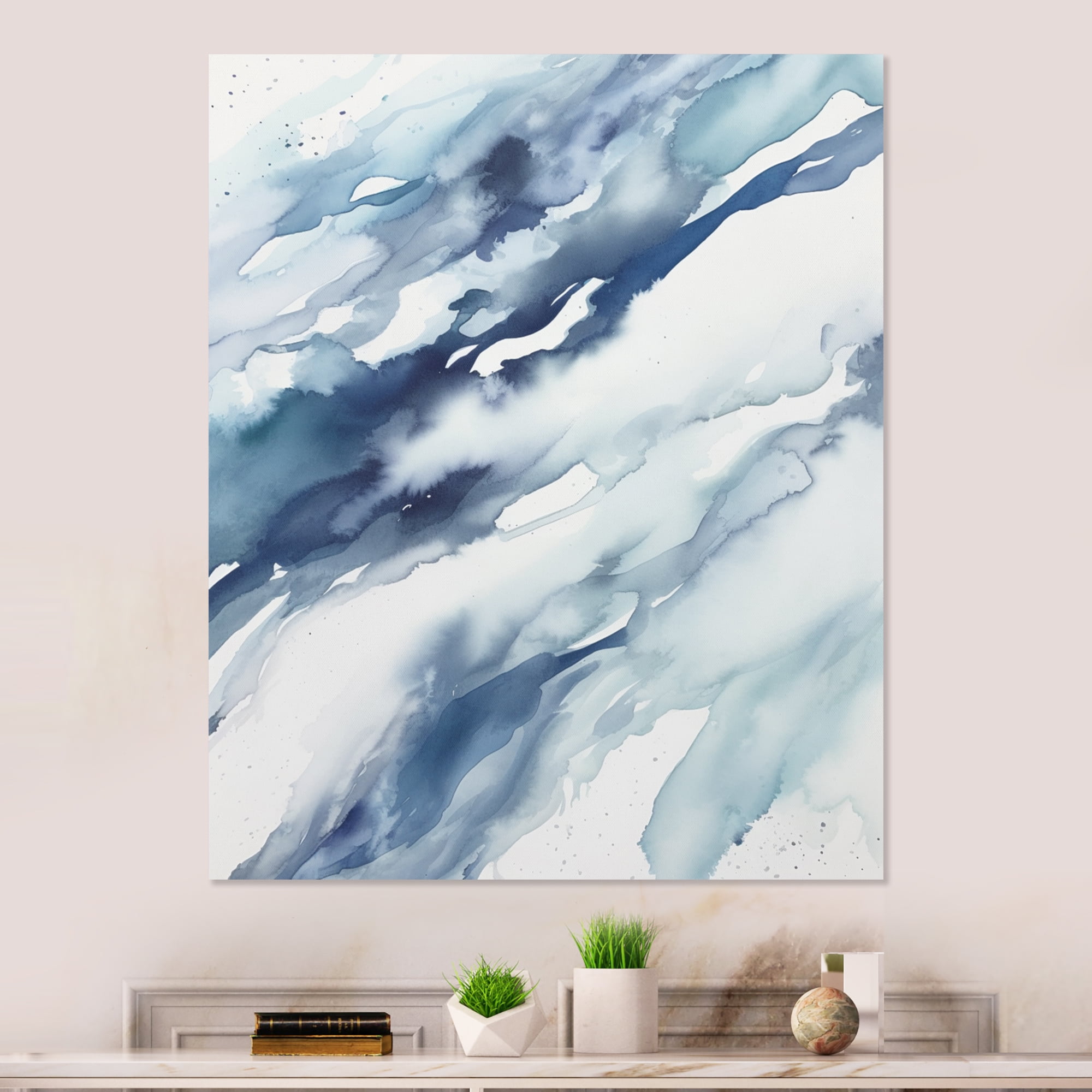 Designart "Whirlwind in Blue and Cream IV" Abstract Shapes Metal Art ...