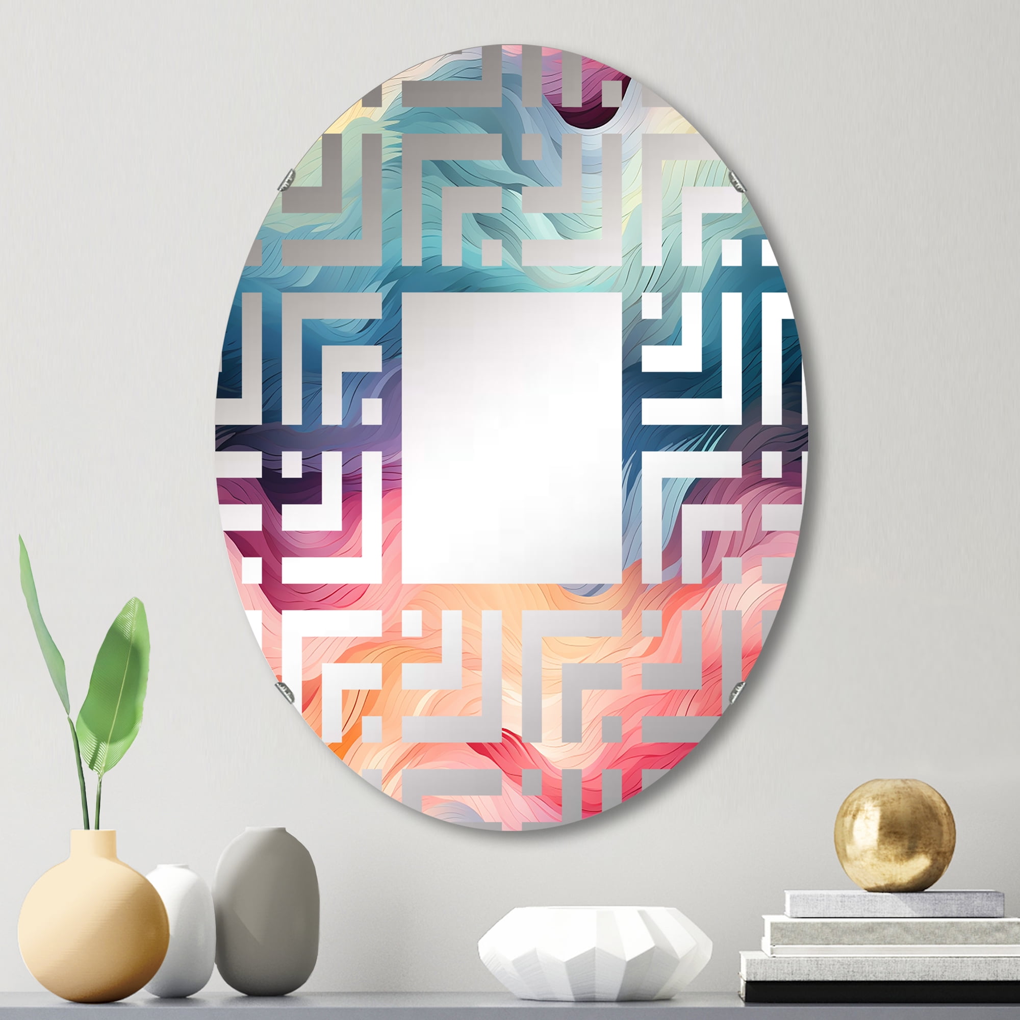 Designart "Whispering Chevron Essence I" Abstract Maze Round Wall ...
